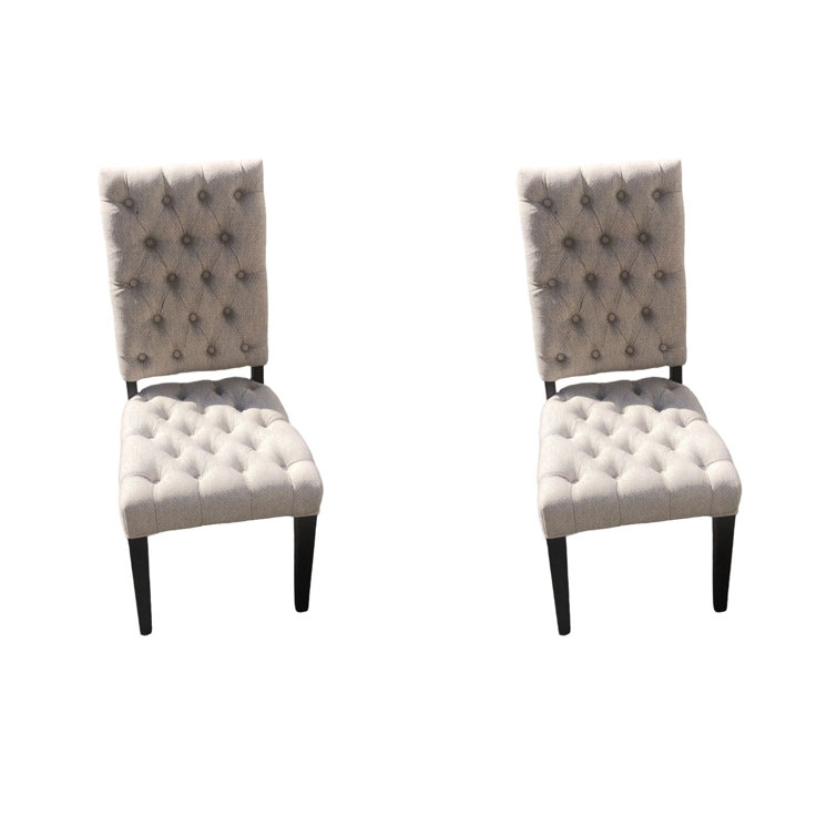 Casa Styles Verizon Tufted Linen Upholstered Parsons Chair | Wayfair