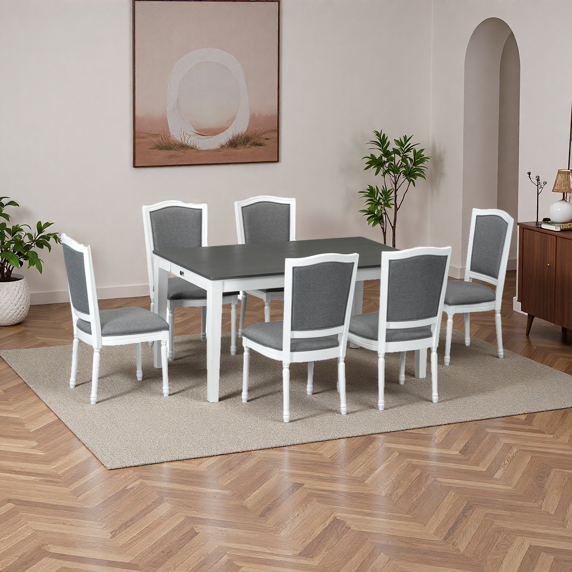 Ophelia & Co. Rustic 7-Piece 78.1Inch Extendable Dining Table Set With ...