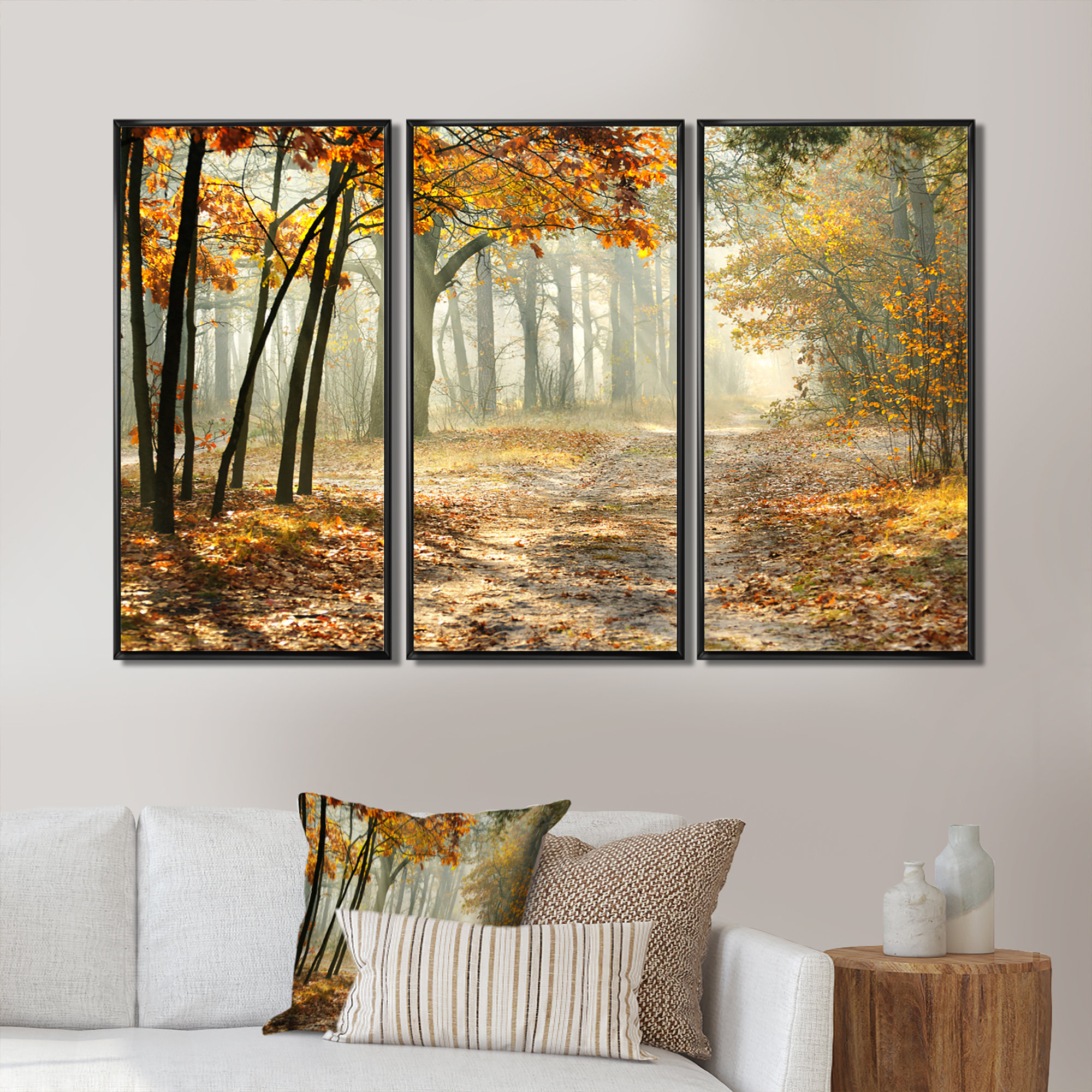 Loon Peak Bright Yellow Fall Morning - Landscape Framed Canvas Wall Art ...