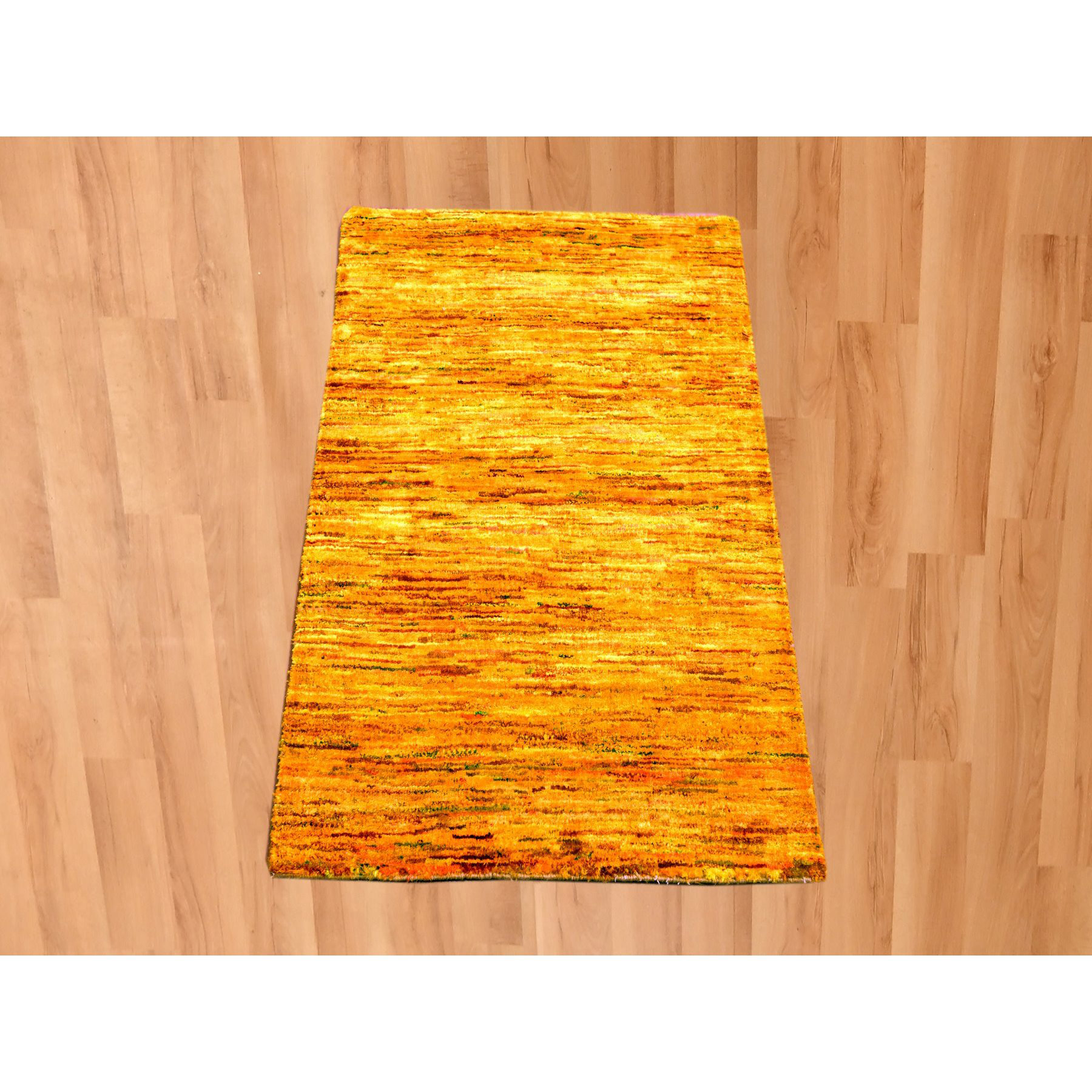 Wildon Home® 2'x3' Gold Color, Hand Knotted, Plain Solid Design, Strike ...