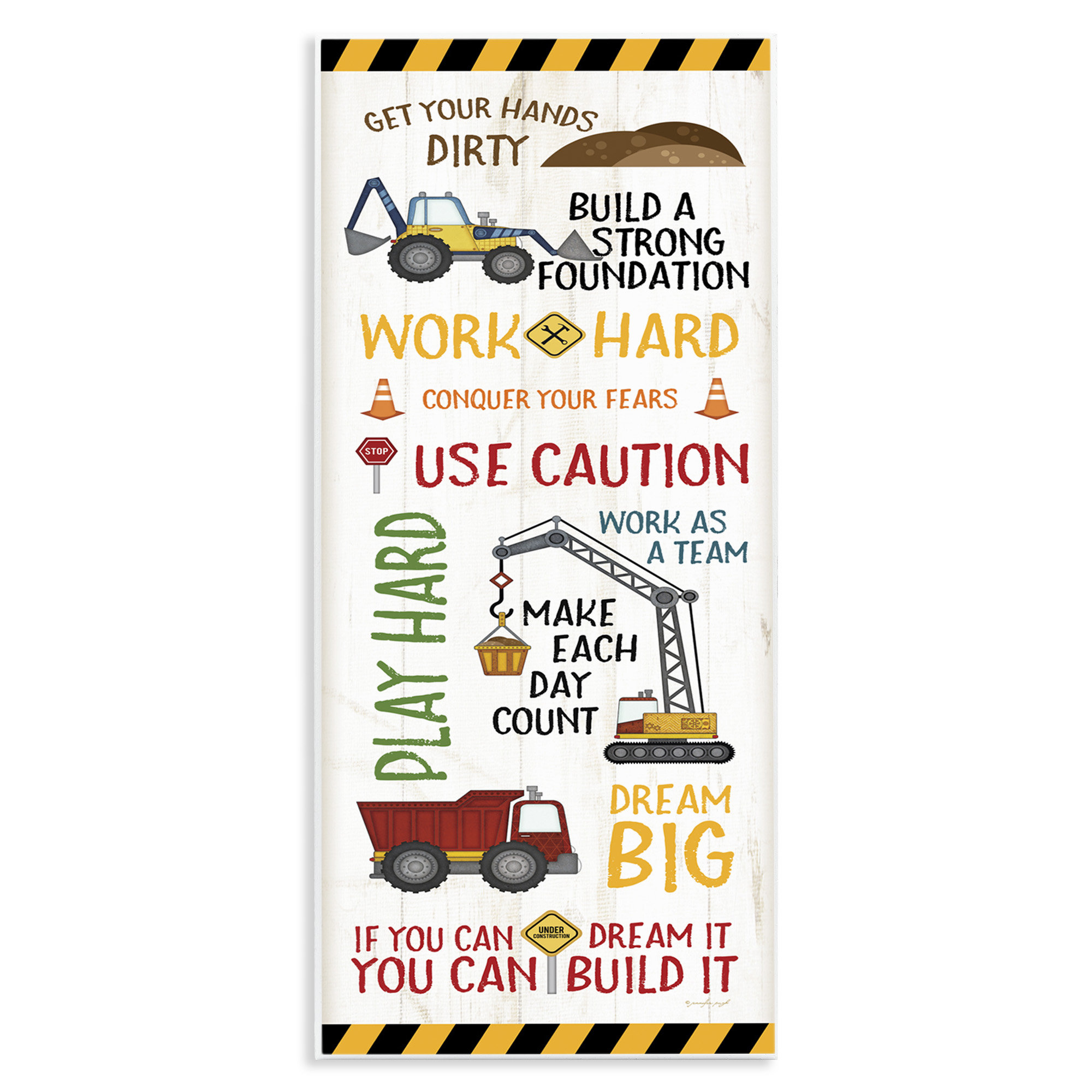 Mason & Marbles Kids' Construction Zone Vehicles Motivational Phrases ...