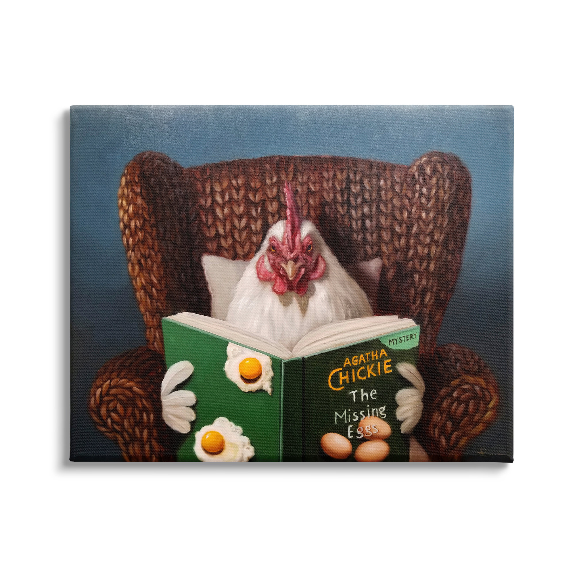 Stupell Industries Ay-999-Canvas Chicken Reading Book On Canvas by ...
