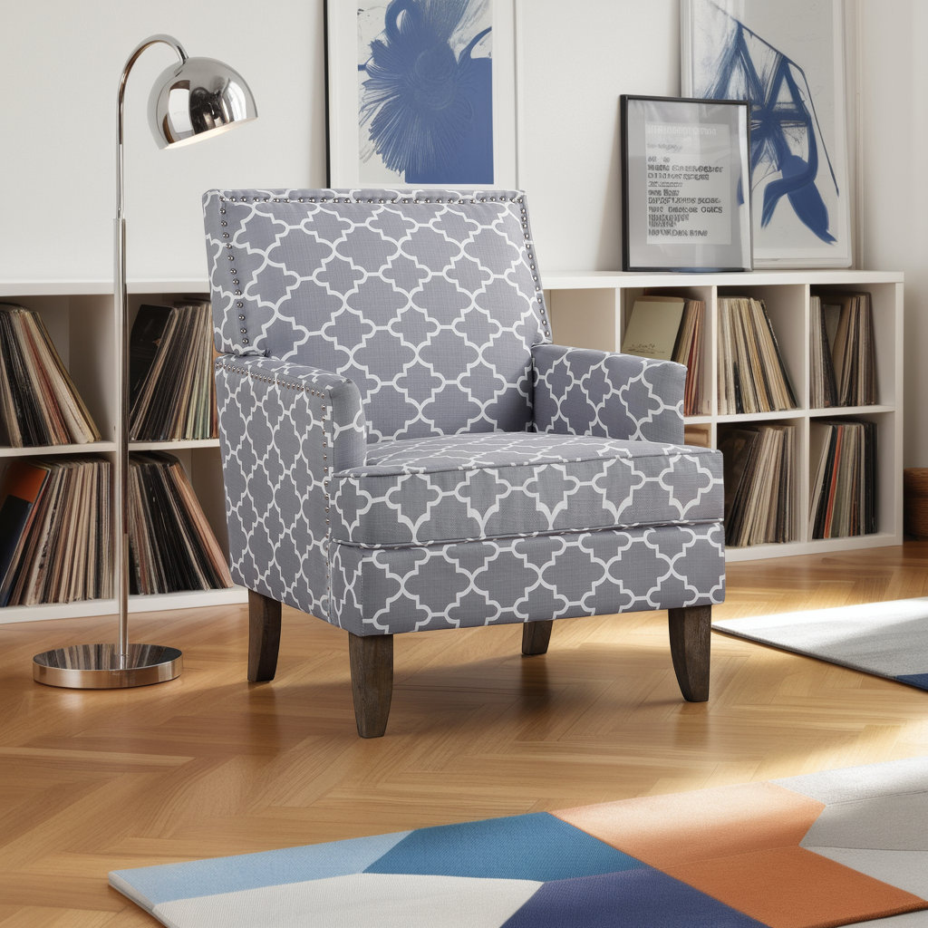 Red Barrel Studio® Beige & Yellow Accent Chair - Birch Legs & Pocket ...