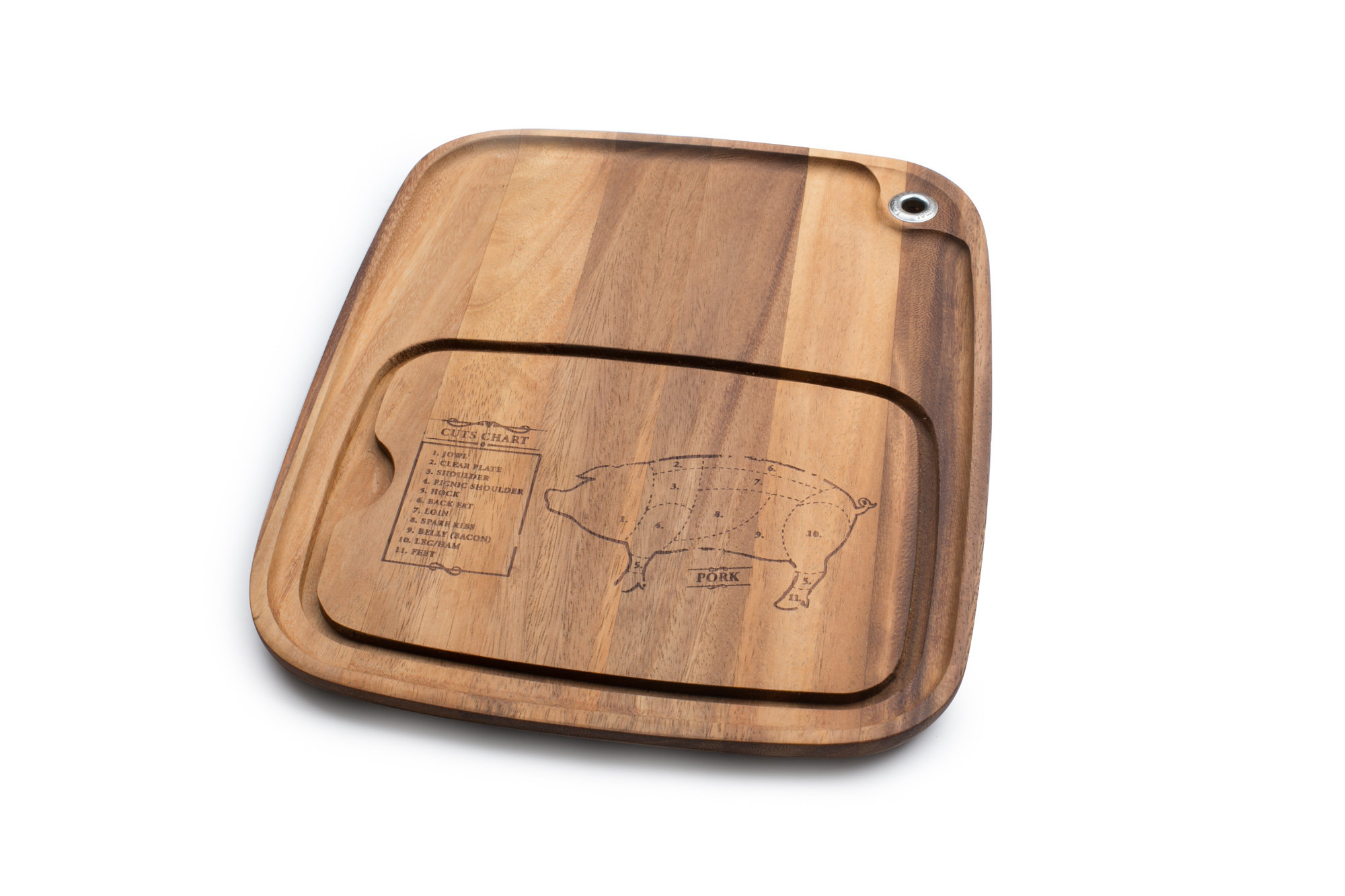 Ironwood Gourmet Steak Barbecue Plate, Acacia Wood, Pig Engraving ...