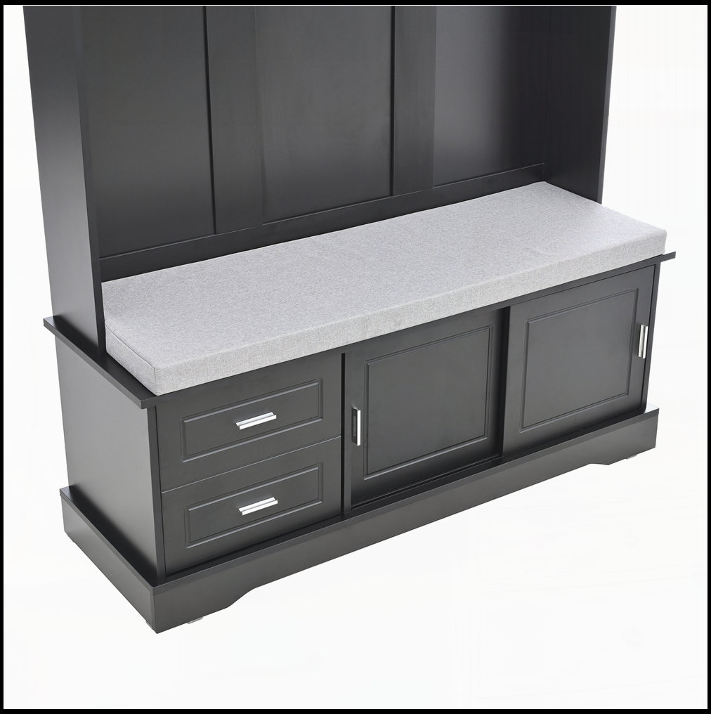 Lark Manor Elegant Hall Tree with Sliding Doors,Bench Cabinet with Shoe ...