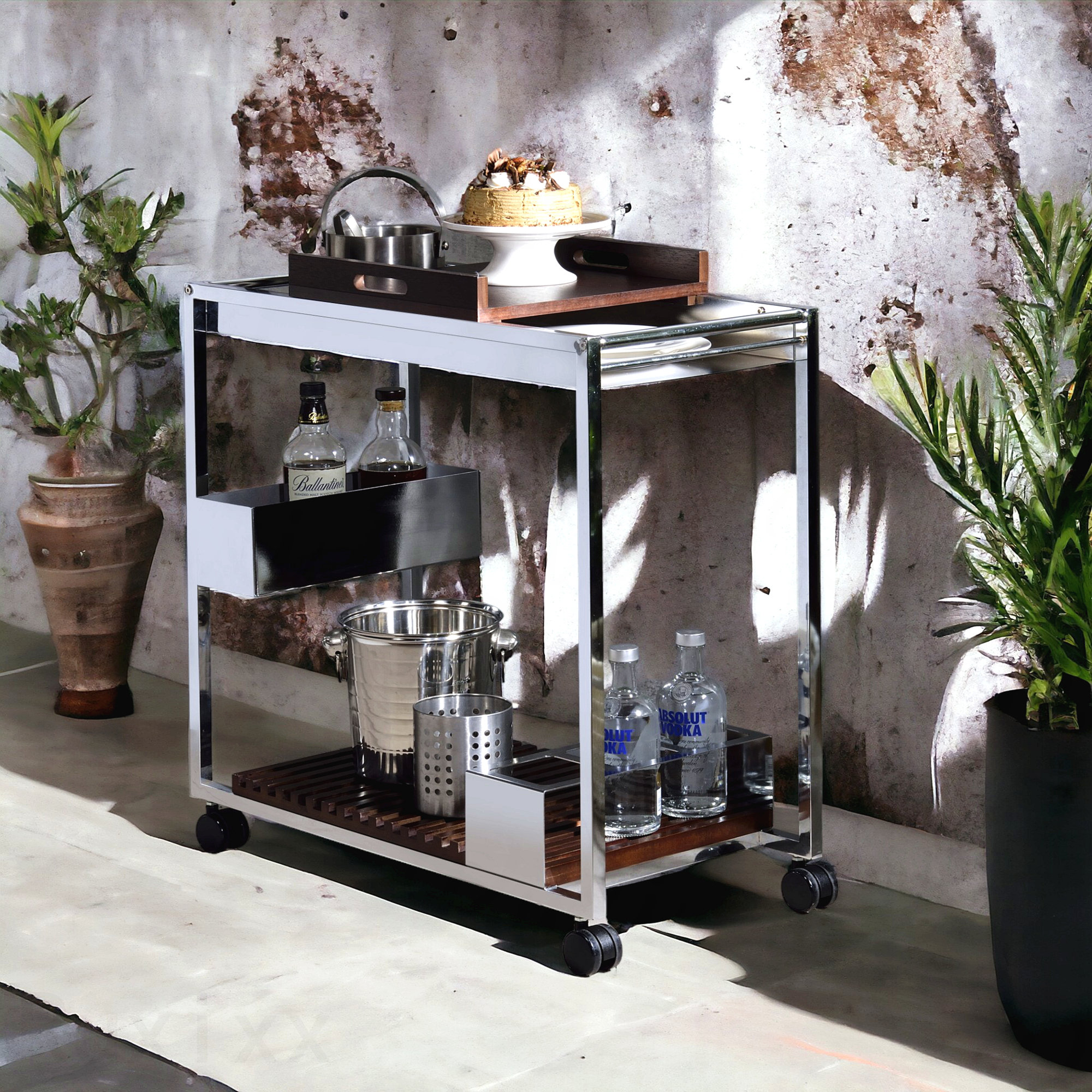 Latitude Run® Chrome Finish Serving Cart | Wayfair