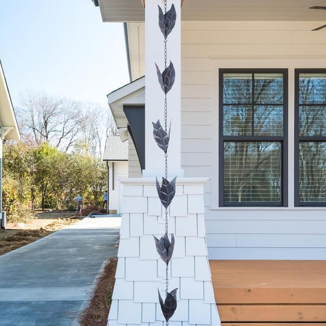 Arlmont & Co. Rain Chains Decorative 8.5 FT Iron Gutter Chain With 12 ...