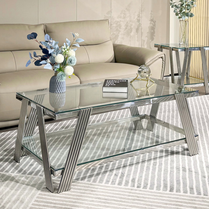 Everly Quinn Allyse Glass Top Coffee Table | Wayfair