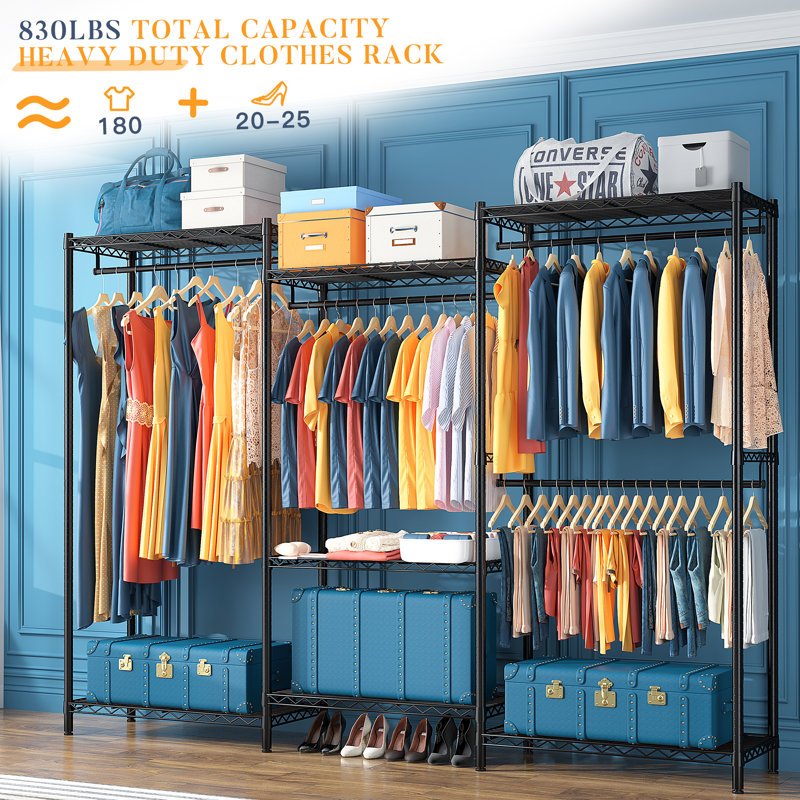 Rebrilliant Manogna 77" Clothing Rack Portable Clothes Hanging Rack ...