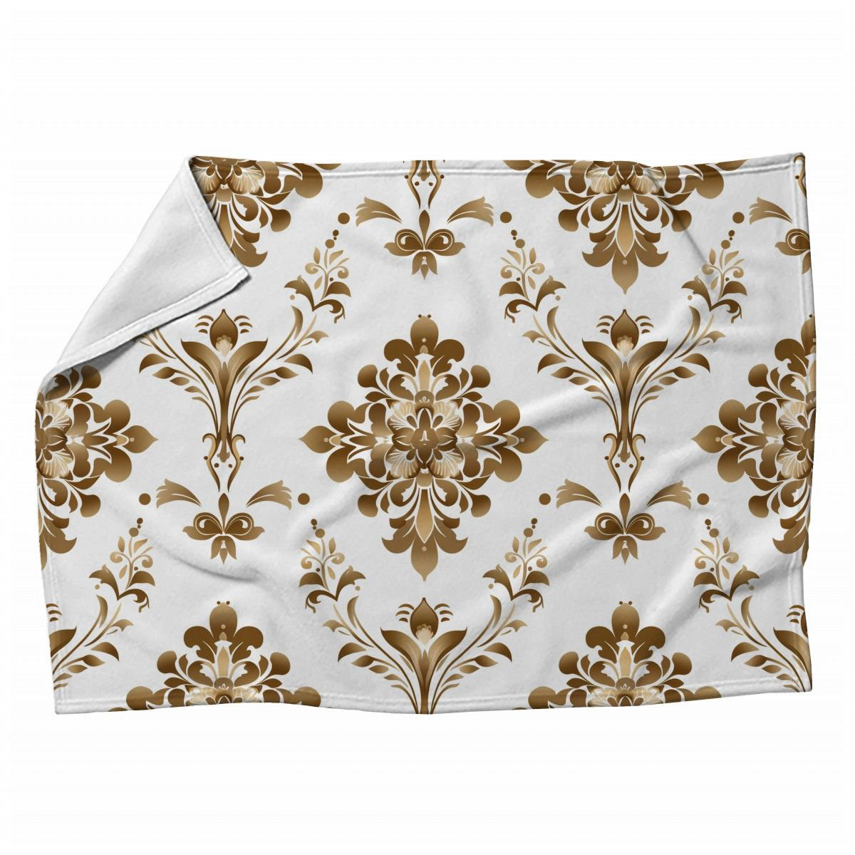 VisionDecor Floral Damask Fleece Throw Blanket - Visual Art Throws for ...