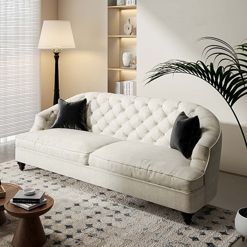 Axis Living Frosted Fabric Vintage Cream Triple Sofa | Wayfair