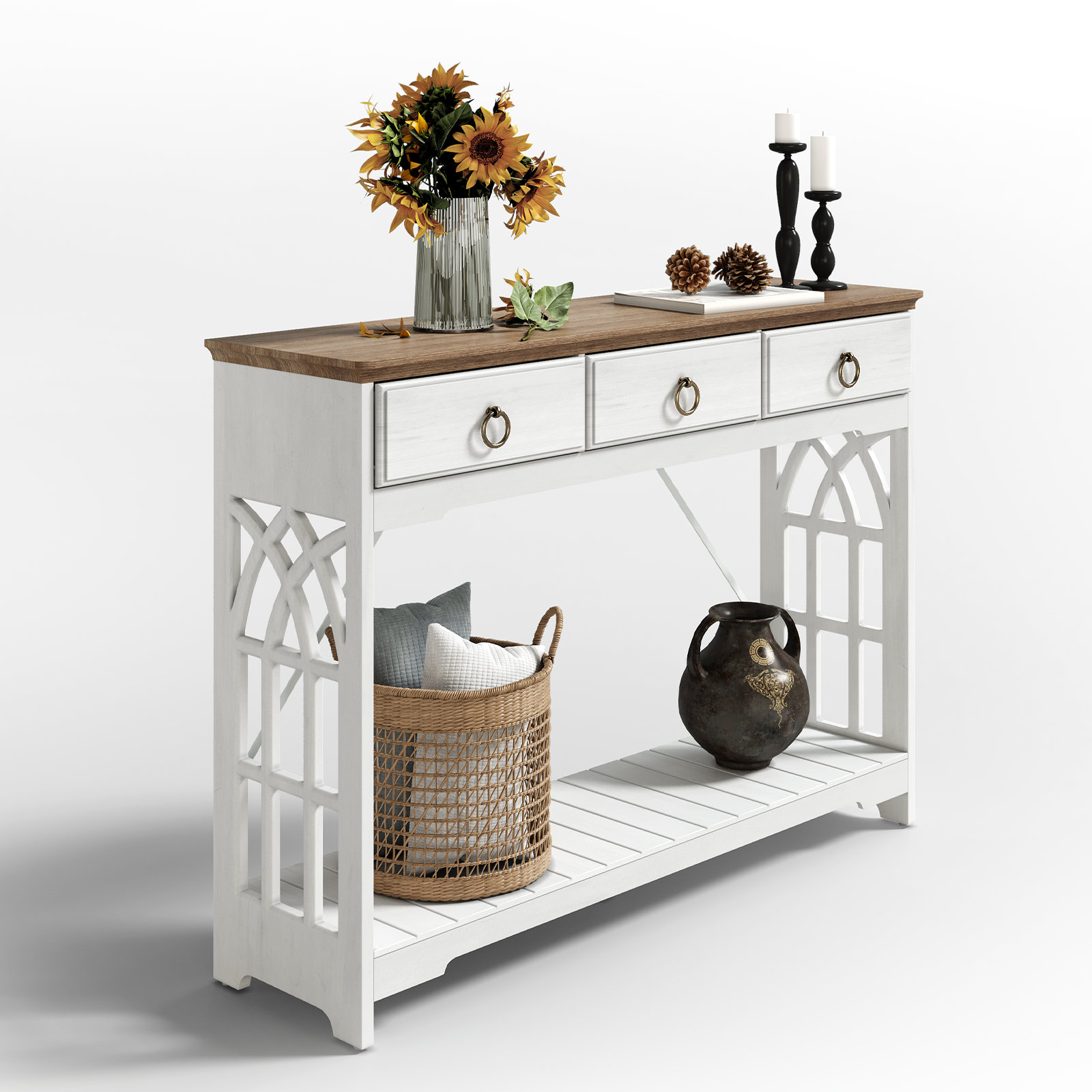 August Grove® Console Table With Drawers,farmhouse Entryway Table With ...