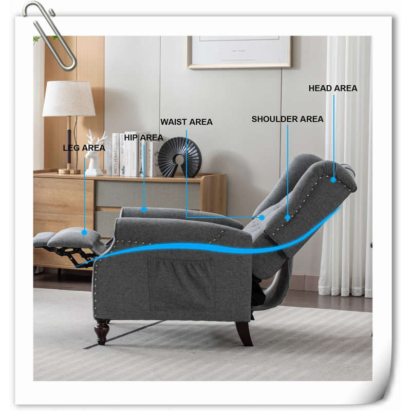 Ebern Designs Reading Wingback Chair With Massage And Heat Fabric Push ...