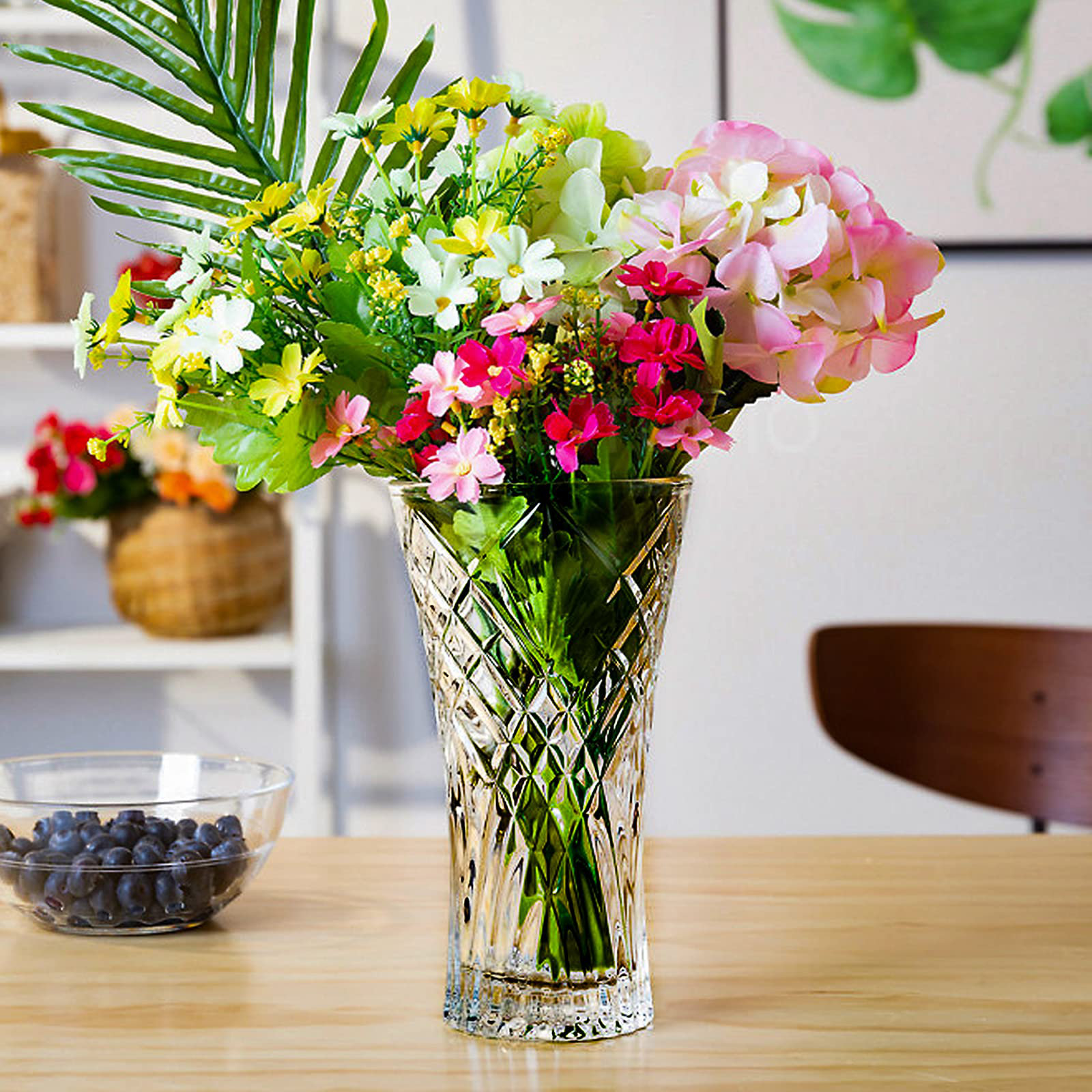 Ivy Bronx Vase 12" Flower Vases, Tall Crystal Vase, Clear Lead-Free ...