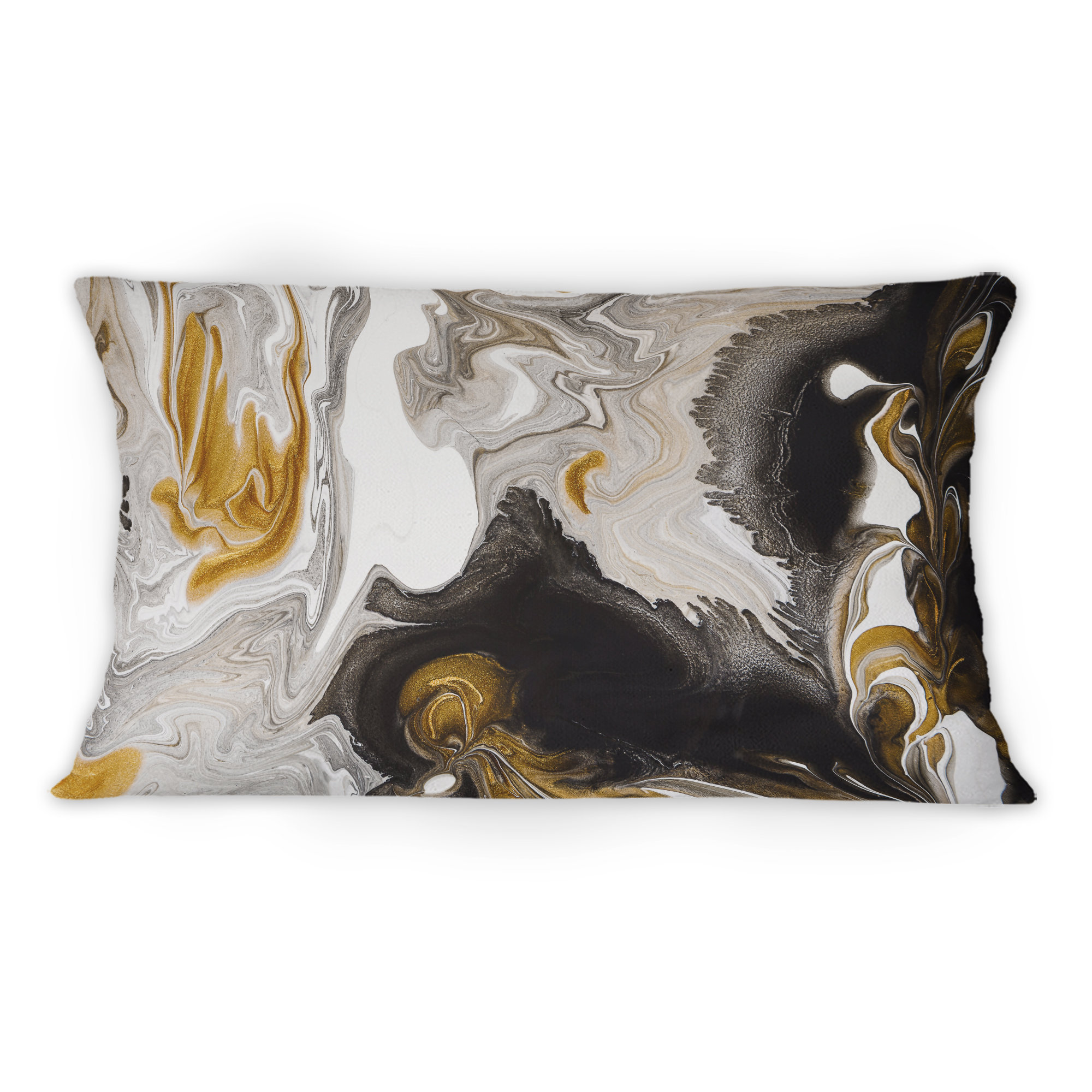 Design Art Gold And Black Marble Waves II - Modern Printed Throw Pillow & Reviews | Wayfair