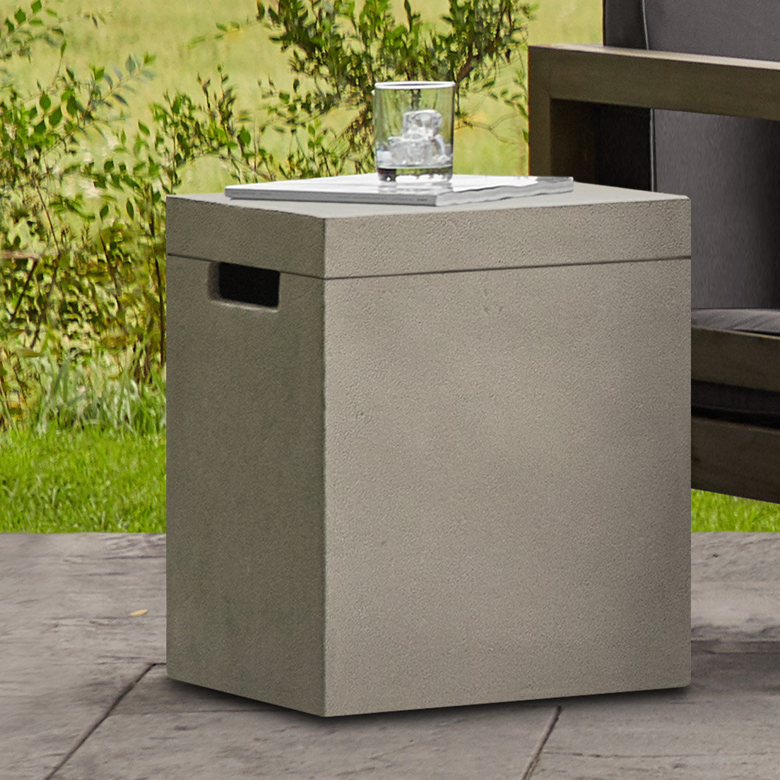 Greyleigh™ Geneva 17" Square Concrete Propane Tank Cover and Side Table ...