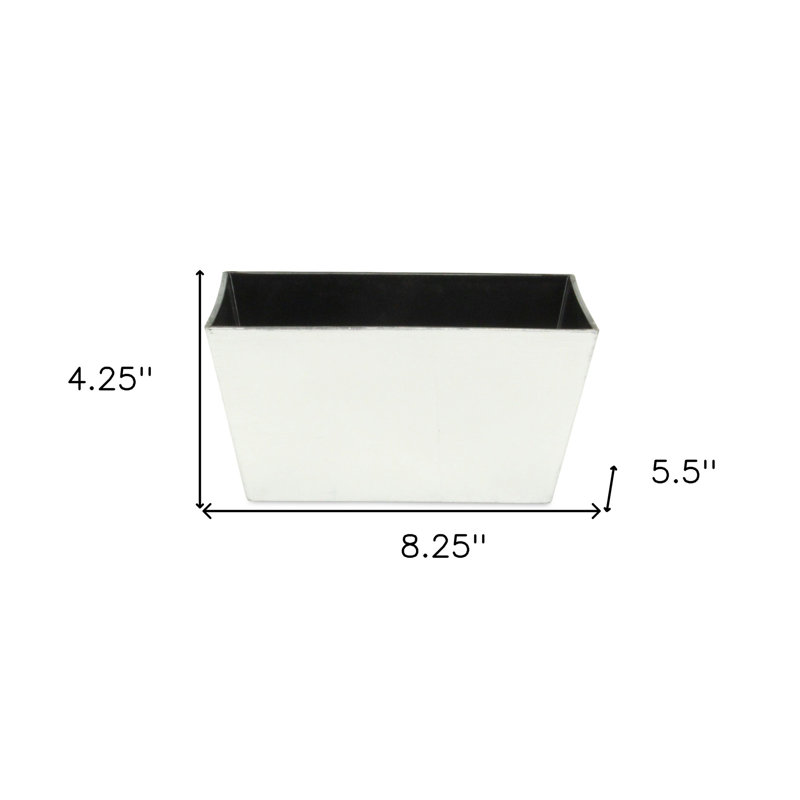 HomeRoots 8" Silver Recycled Plastic Indoor Outdoor Rectangular Planter ...