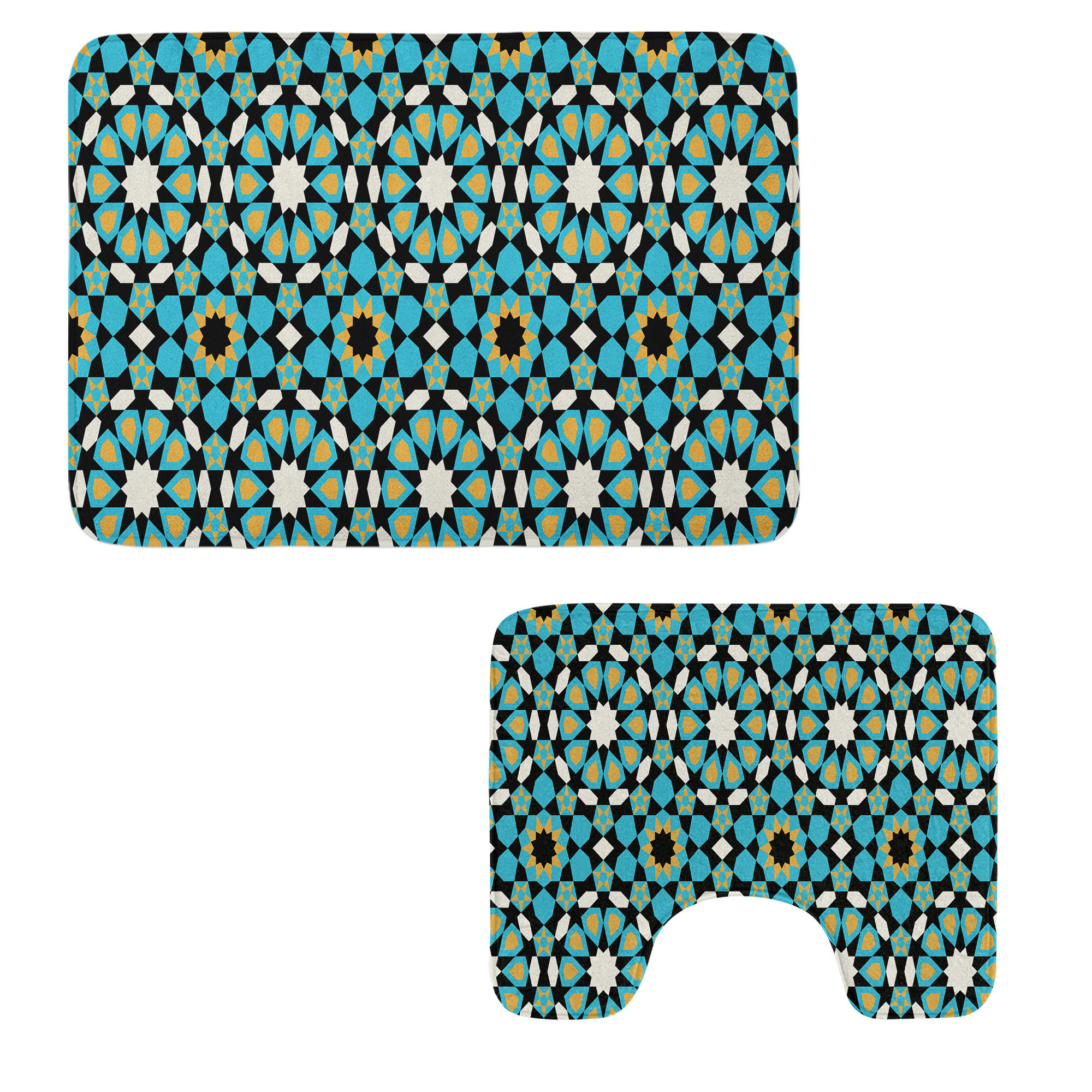 East Urban Home Moroccan Bathroom Rug Set 2 Pieces Rectangle & Contour ...