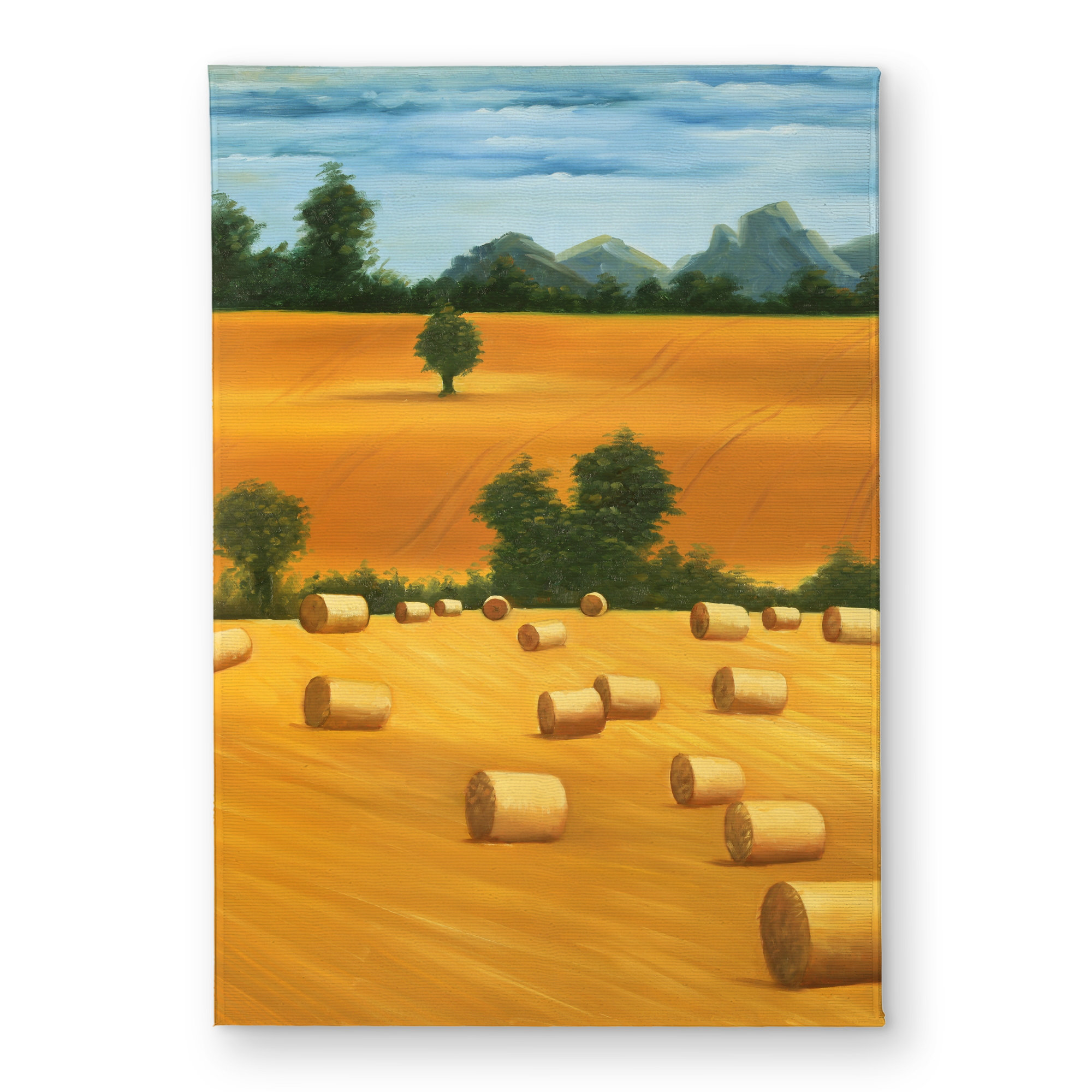 East Urban Home Hay Bale Fields Door Mat - Western Blue Indoor Outdoor ...