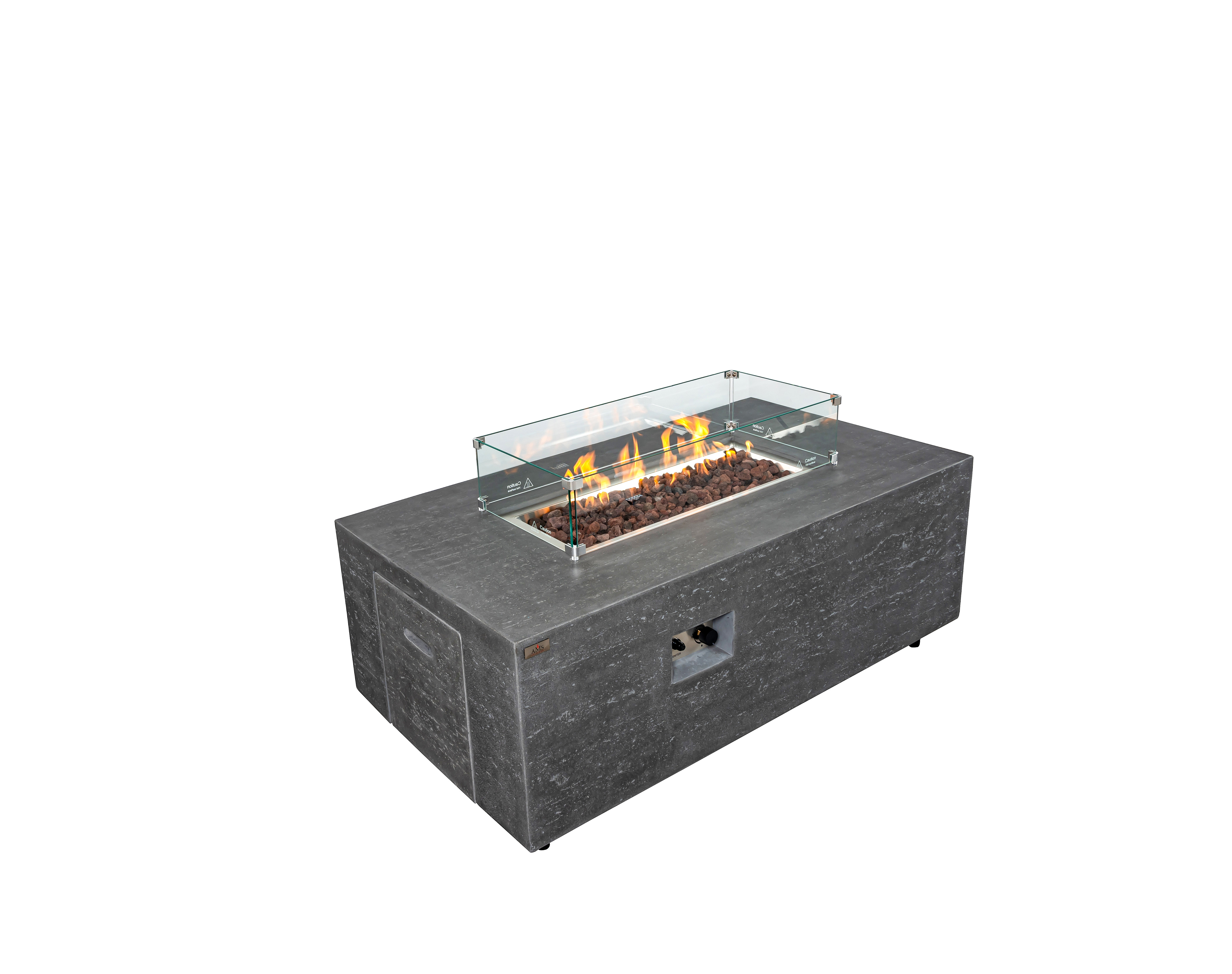 AMS Fireplace Danville 60" Outdoor Propane Fire Pit Table with Hidden ...