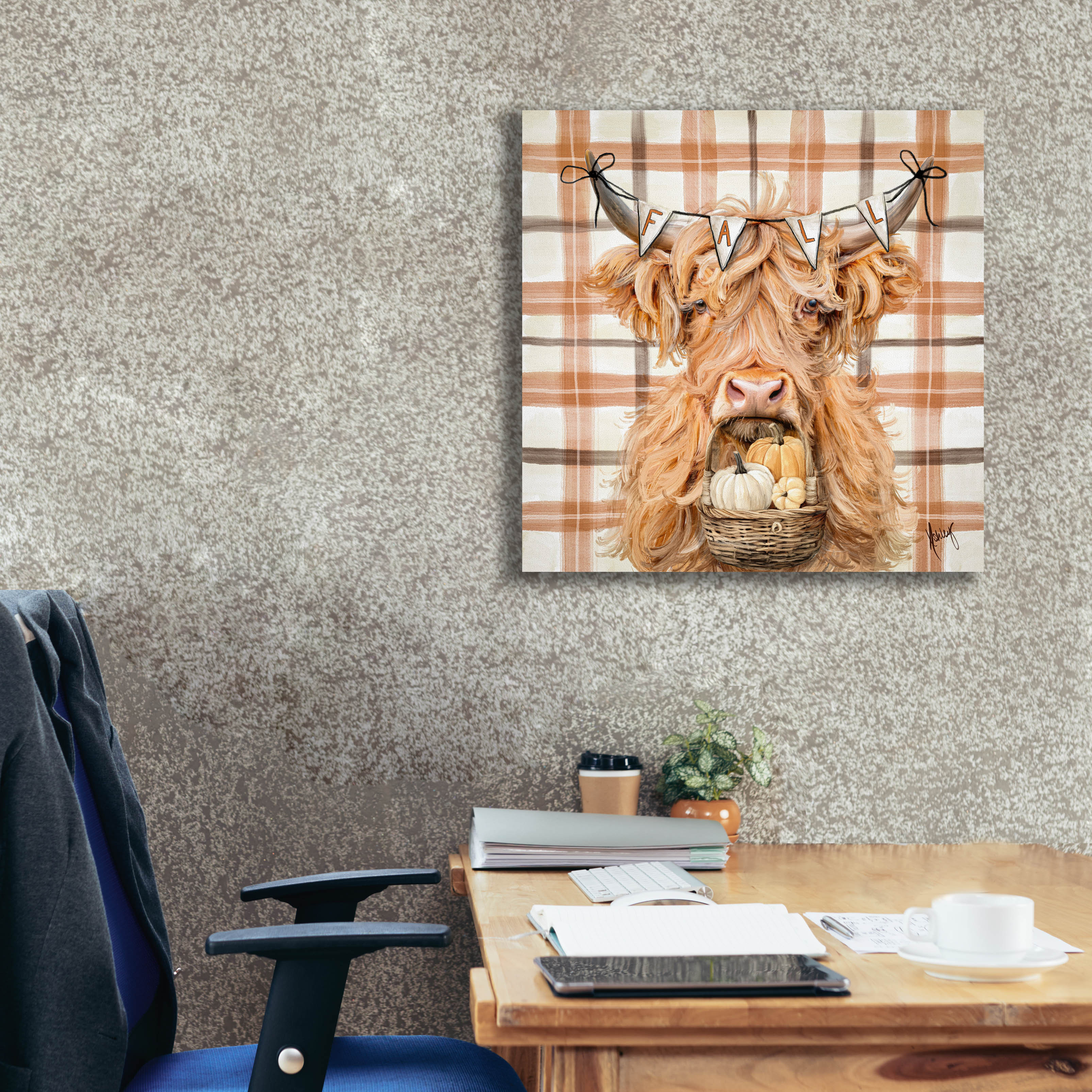 August Grove® 'Fall Highland Cow' by Ashley Bradley Canvas Wall Art ...