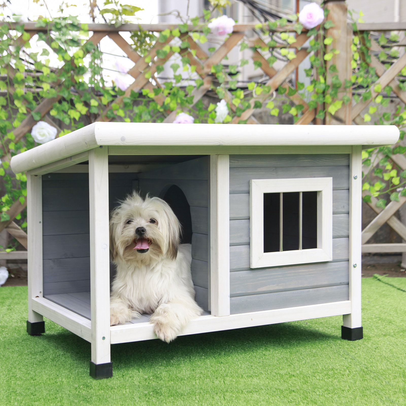 Tucker Murphy Pet™ Chayce Gray Wood Dog House & Reviews | Wayfair