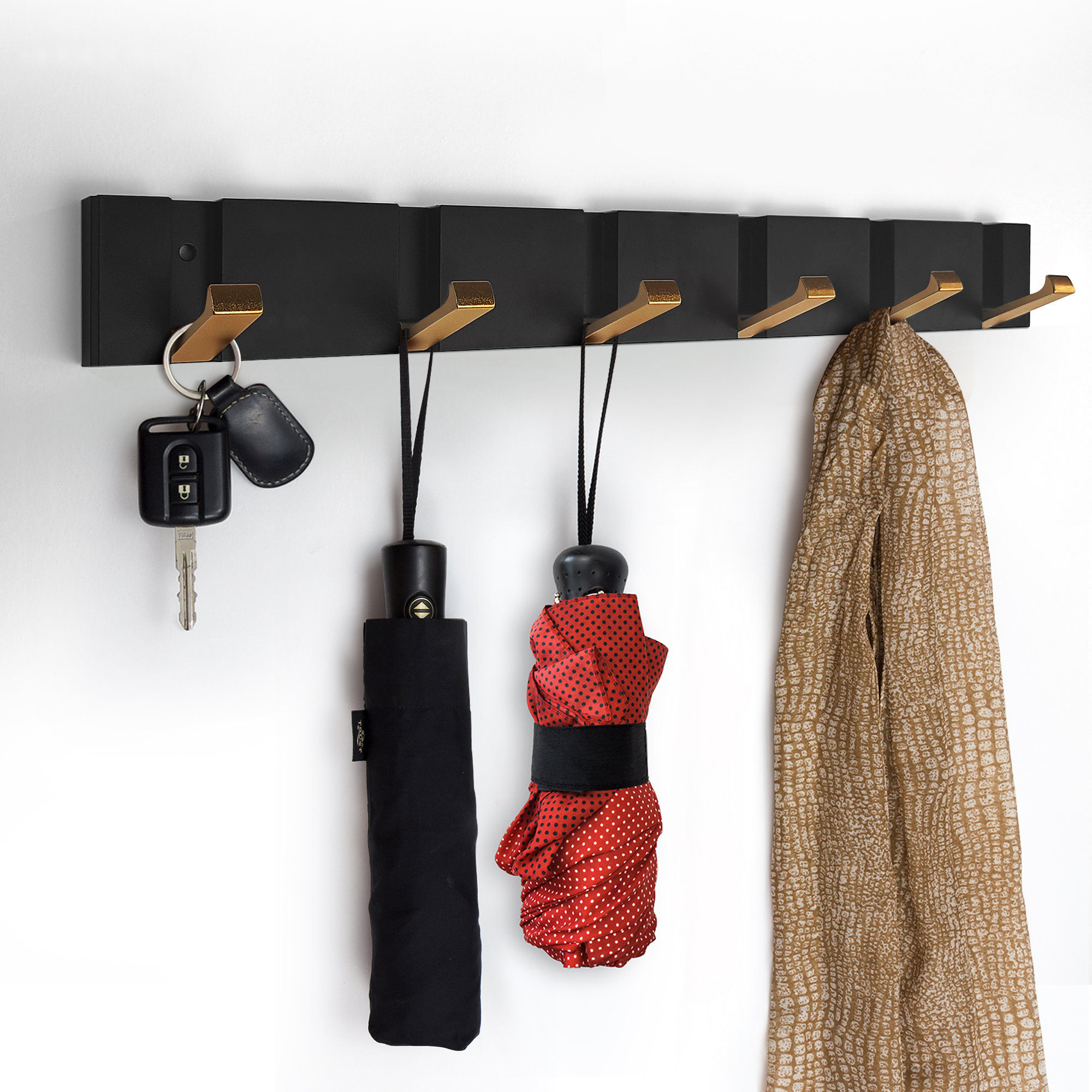 Rebrilliant 6 - Hook Retractable Wall Mounted Floating Coat Rack ...