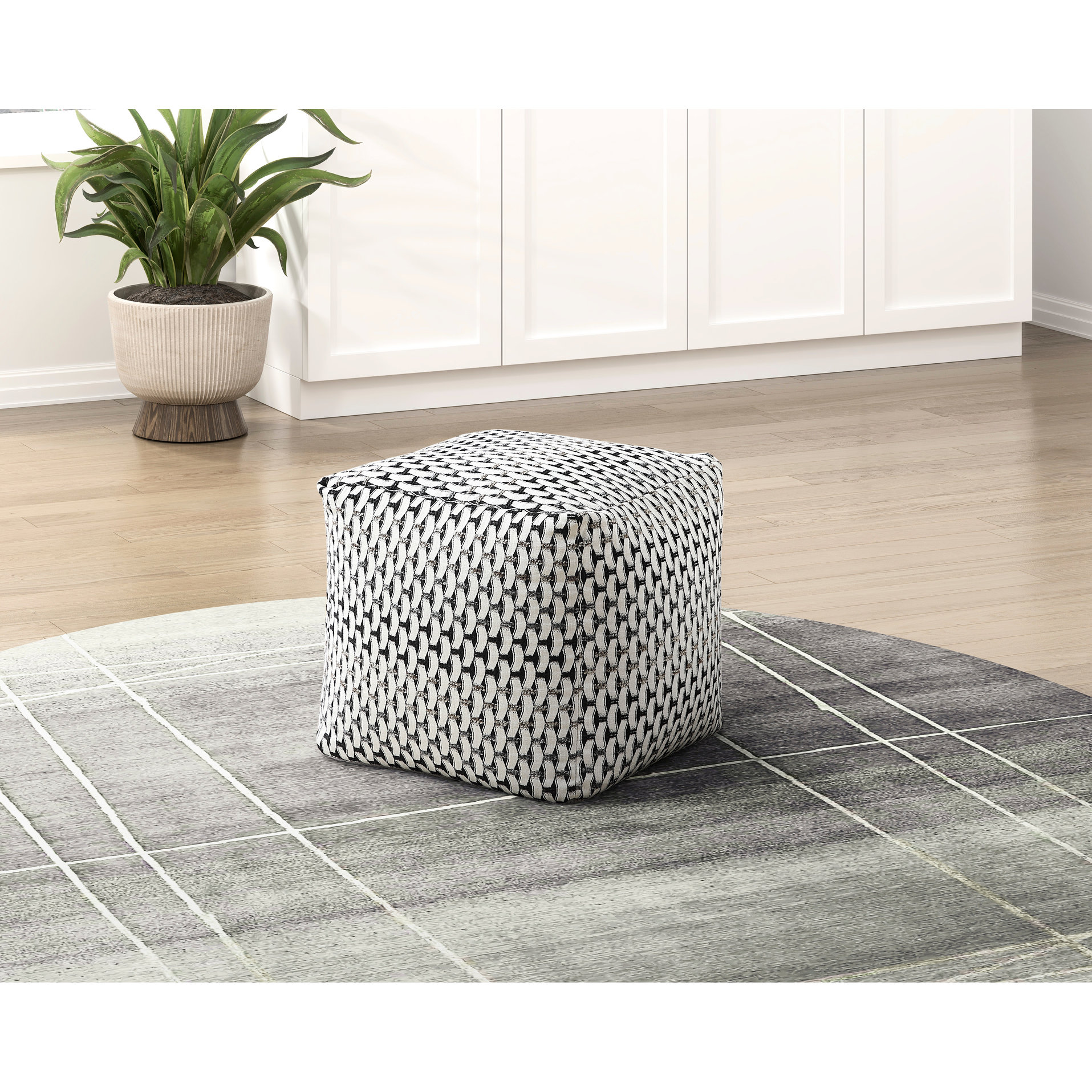 Wildon Home® Upholstered Square Pouf , Non-Slip, 300Lbs Capacity, With ...