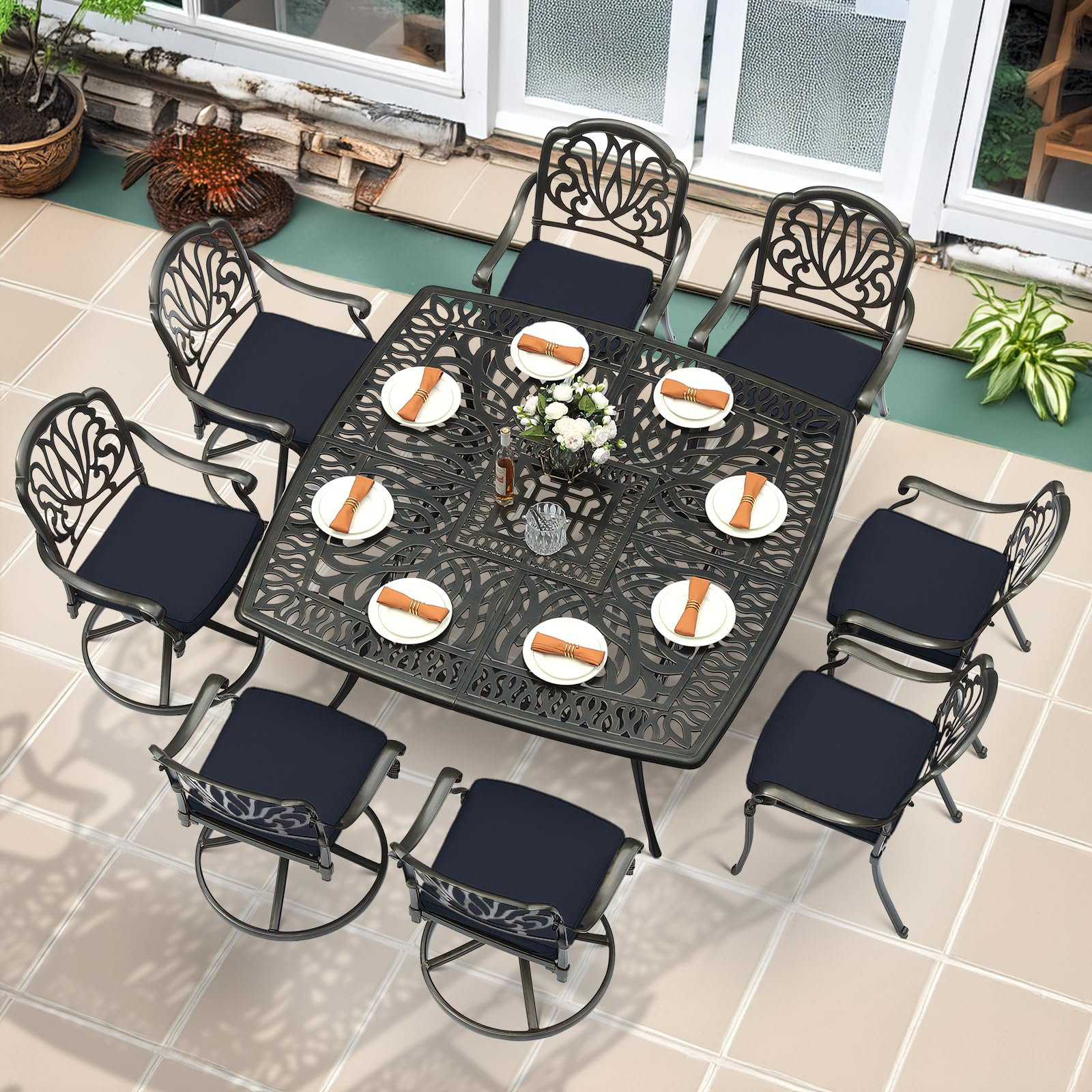 Bloomsbury Market 9-piece Outdoor Patio Dining Set For 8, All Weather ...