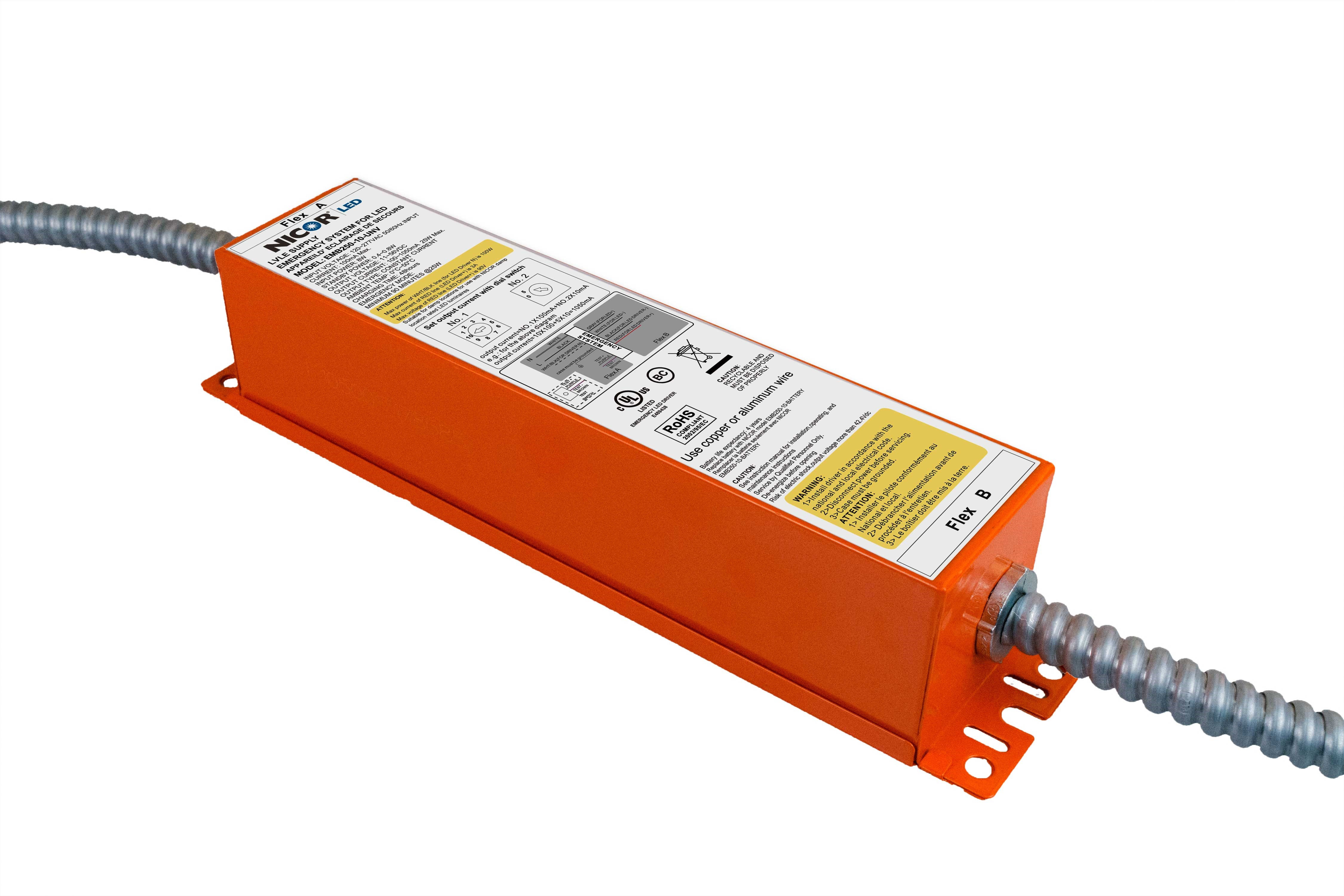 NICOR Lighting Backup Driver Universal Steel LED 25W Emergency Light ...