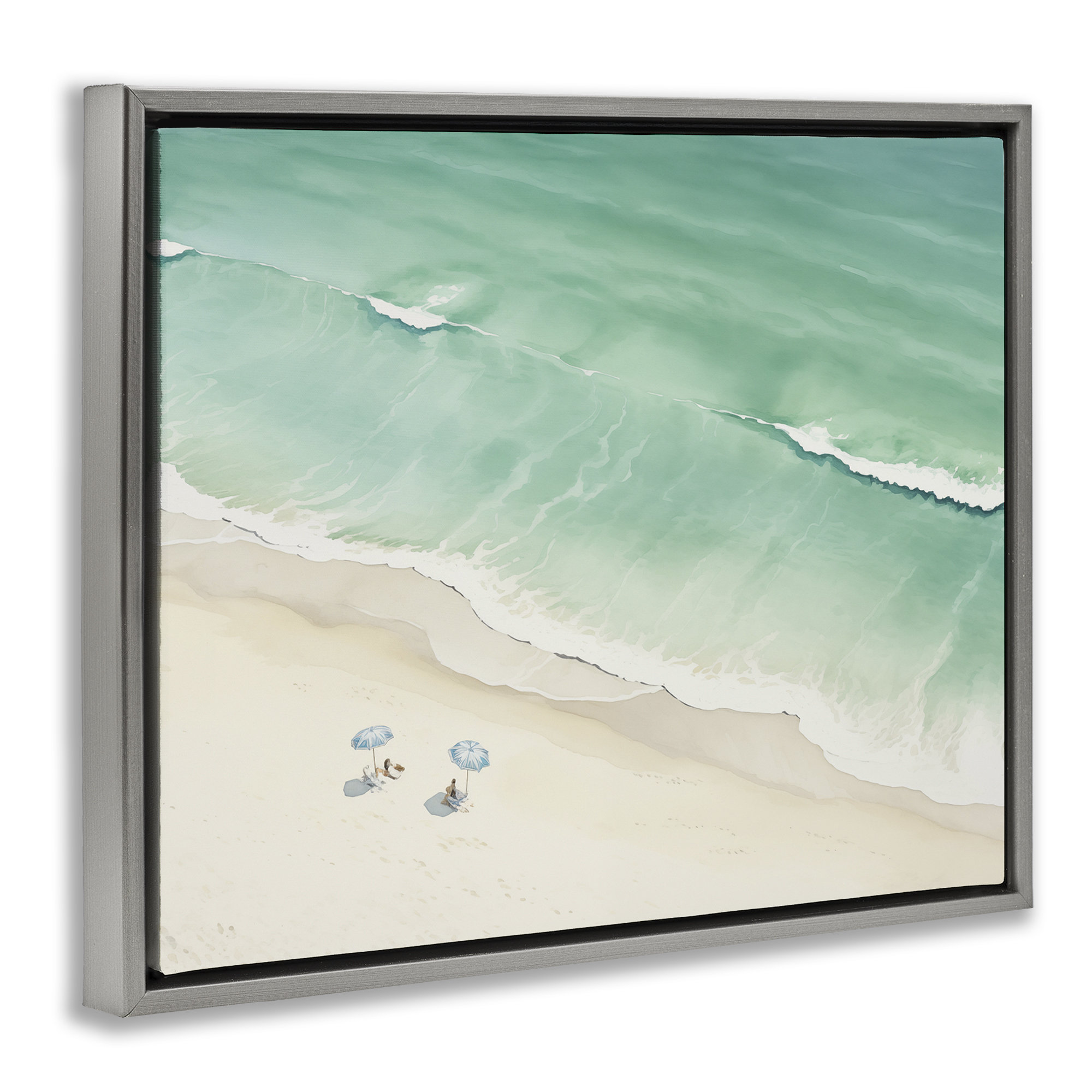 Beachcrest Home™ Summer Shore Beachgoers Framed Floater Canvas Wall Art ...