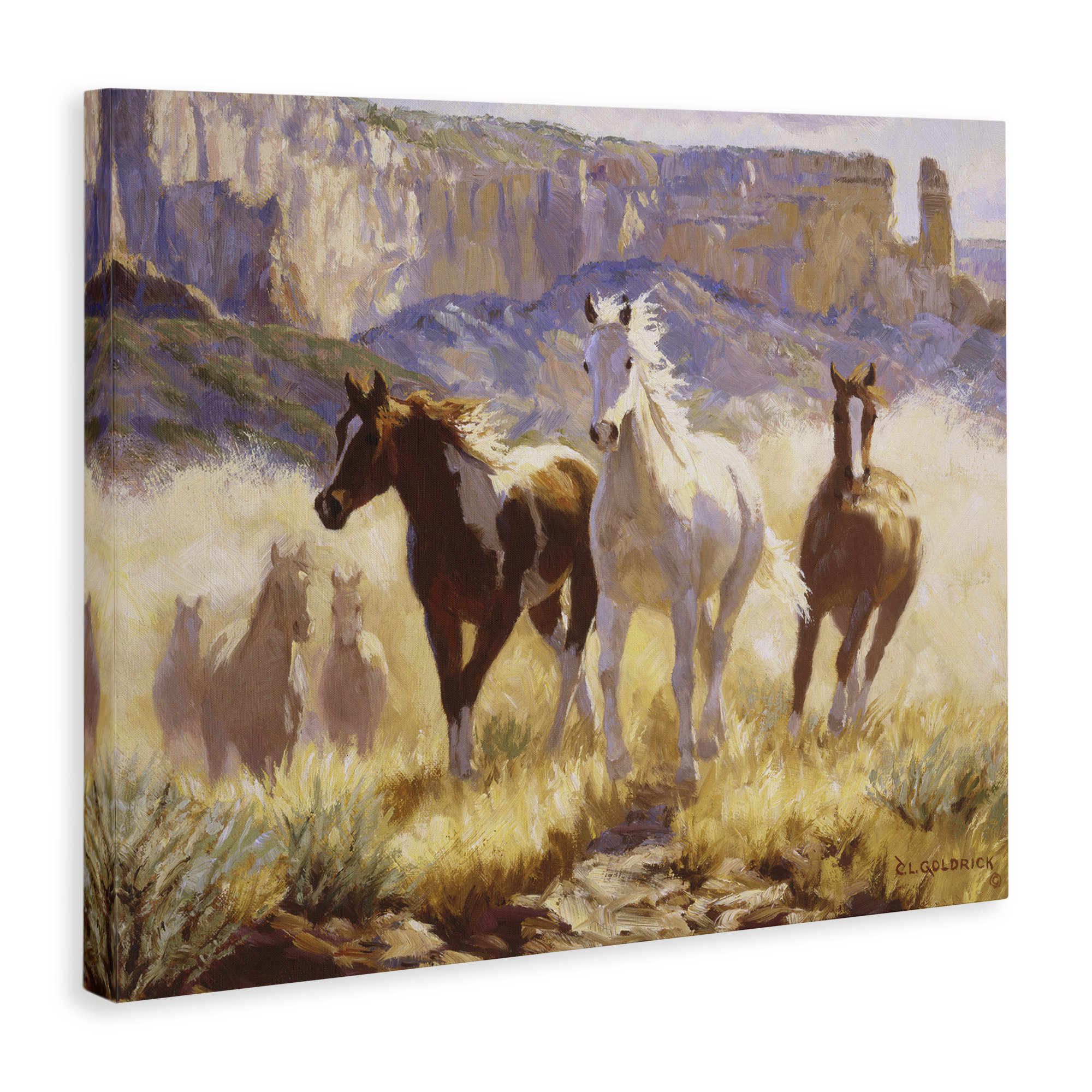 Union Rustic Horses on Dusty Cliffside Canvas Wall Art, design by ...