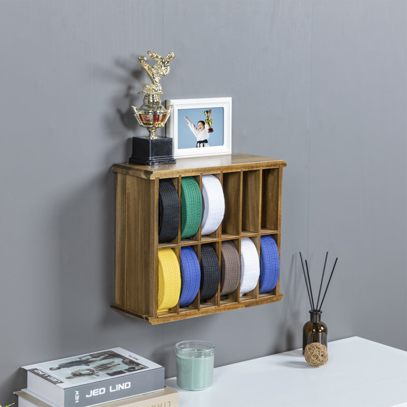 MyGift Acacia Wood Martial Arts Belt Display Holder Case | Wayfair