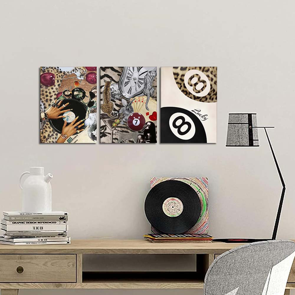 Dakota Fields Wall Art Set Of 3, Cheetah Wall Decor Aesthetic, Black ...