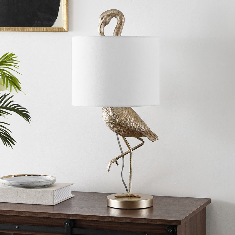 True Fine 25in Champaign Gold Novelty Flamingo Table Lamp, Metal Legs ...