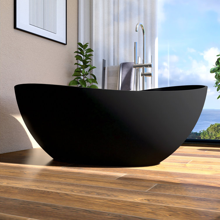 HOME ART Freestanding Bathtubs Solid Surface Stone Soaking Tubs With ...