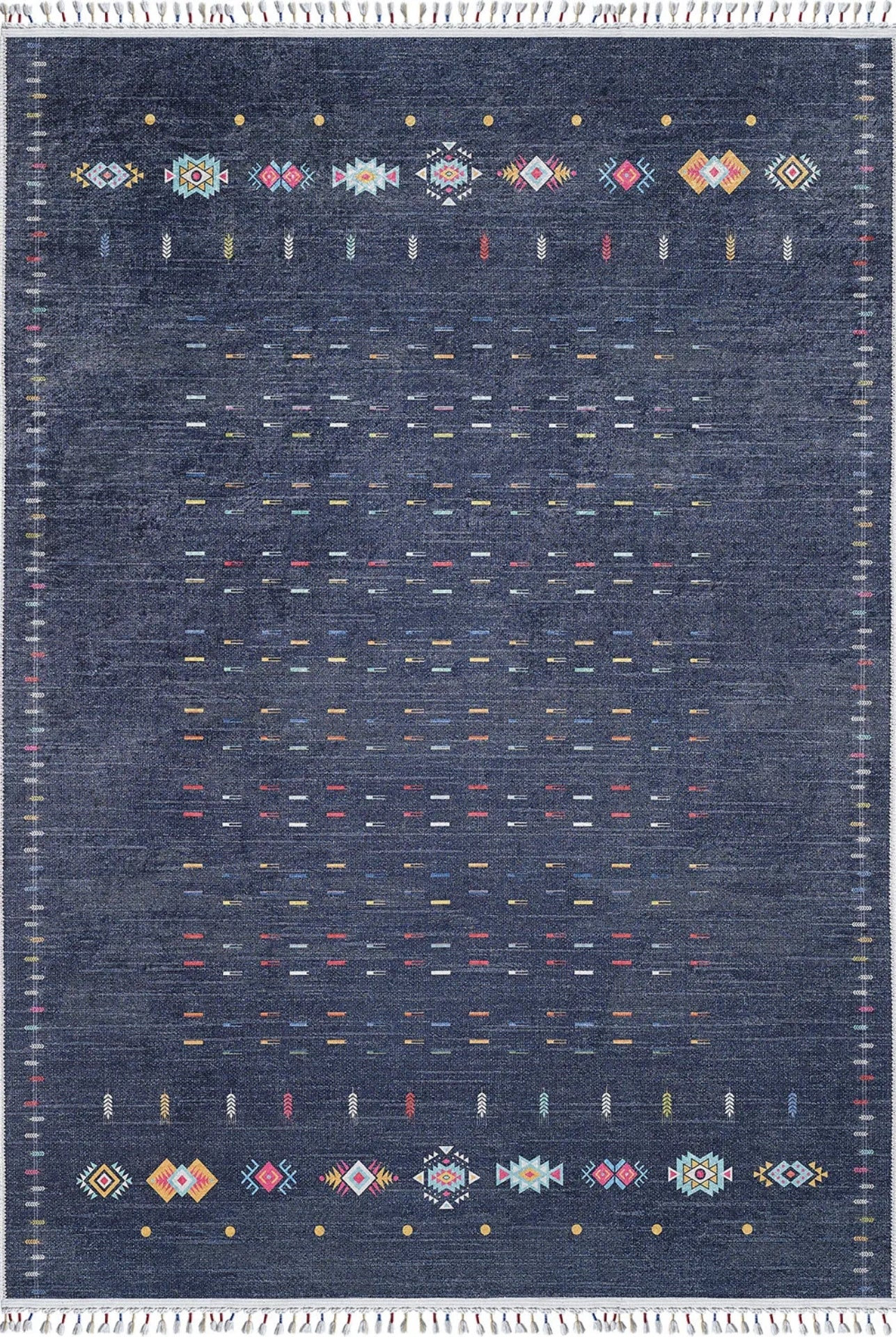 Foundry Select Wahhaj Navy Modern Polyester Digital Print Area Rug ...