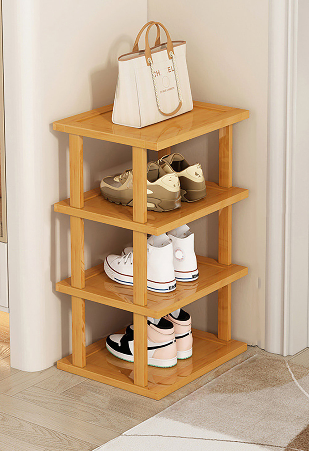 George Oliver Bamboo Shoe Rack, Vertical Shoe Rack For Small Spaces ...