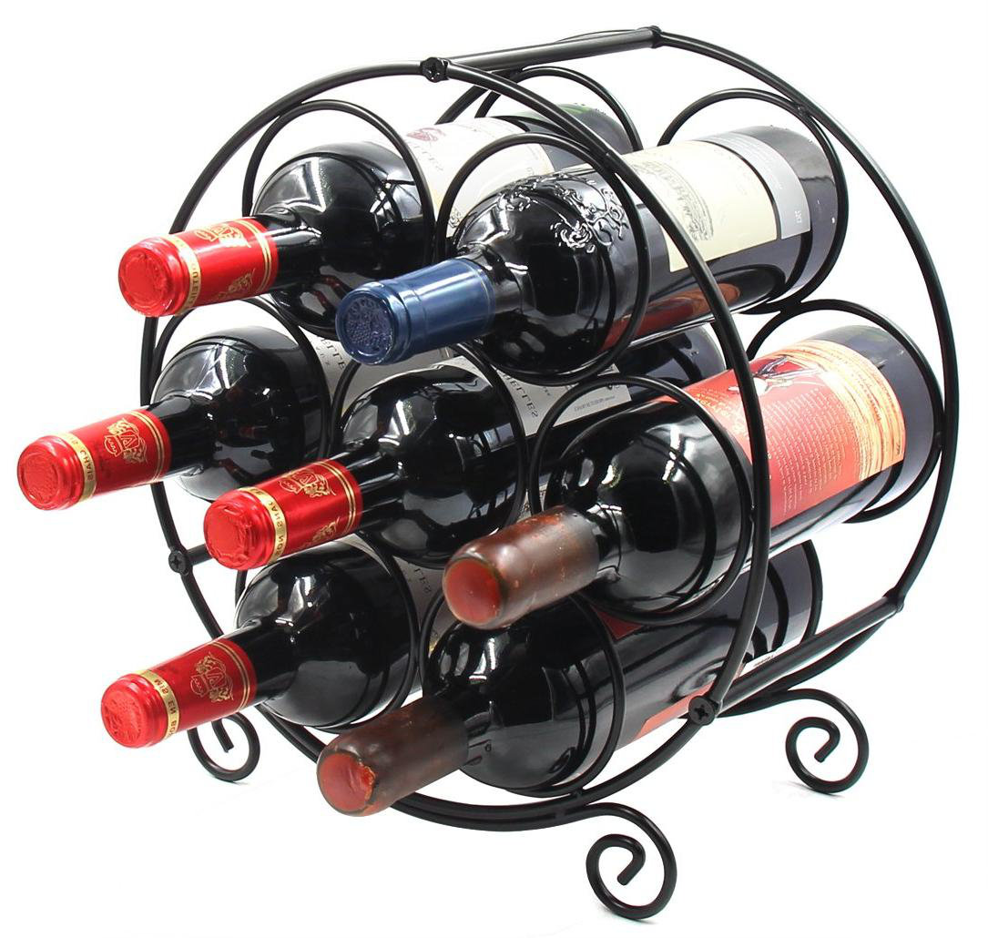Winston Porter Retro circular metal Freestanding Countertop Wine Rack ...