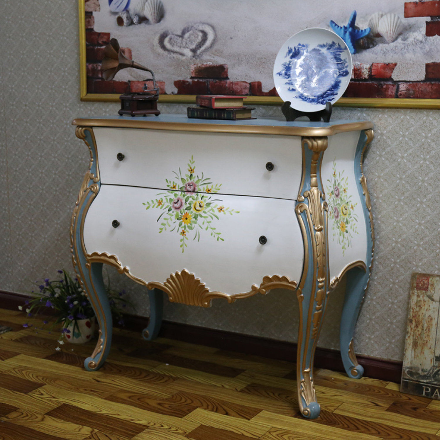 Morpho Nest Creations Hand-Painted Porch Drawer Locker Accent Chest ...