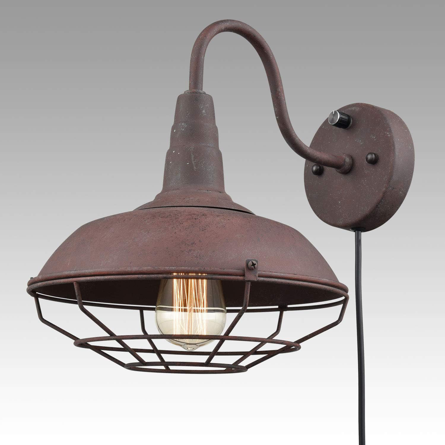 Williston Forge Industrial Vintage Rust Wall Light Fixture With Wire ...