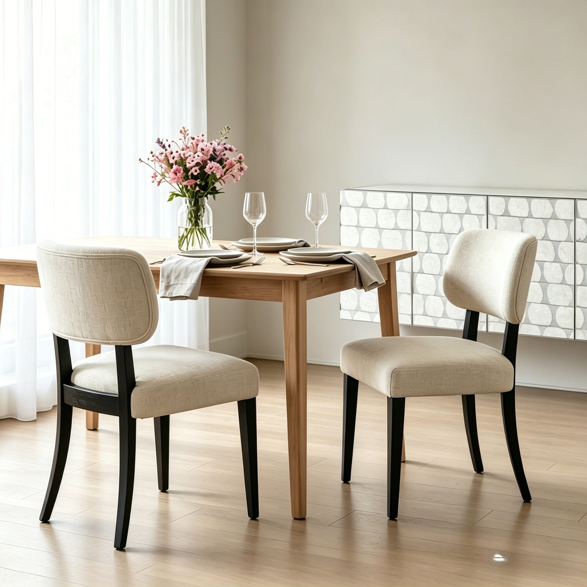 Gracie Oaks Dining Chairs Set of 2, Modern Fabric Upholstered Dining ...