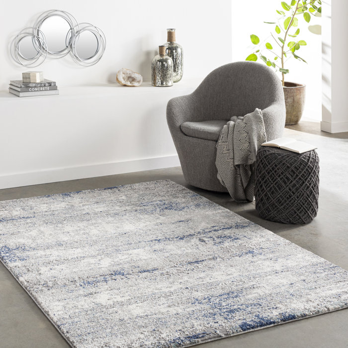 17 Stories Aderyn Gray/Dark Blue Rug | Wayfair