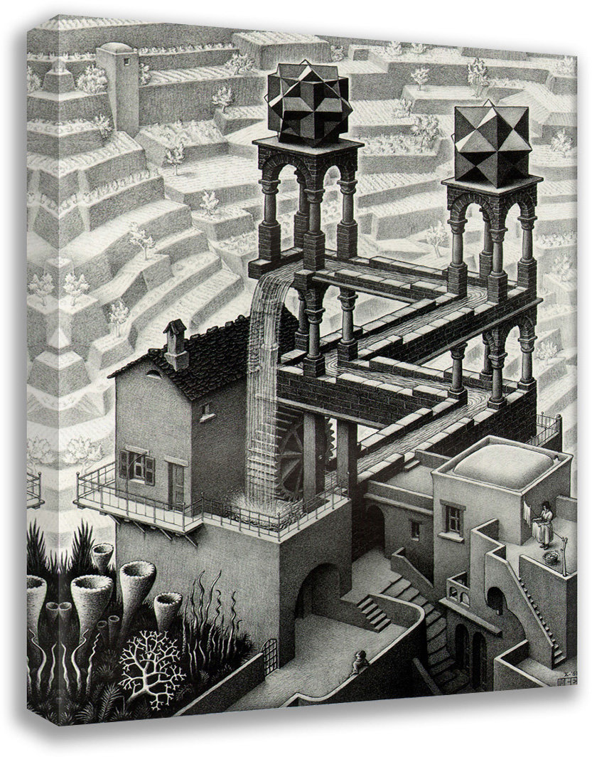 Lark Manor™ The Waterfall by M.C.Escher Gallery Wrapped Canvas | Wayfair
