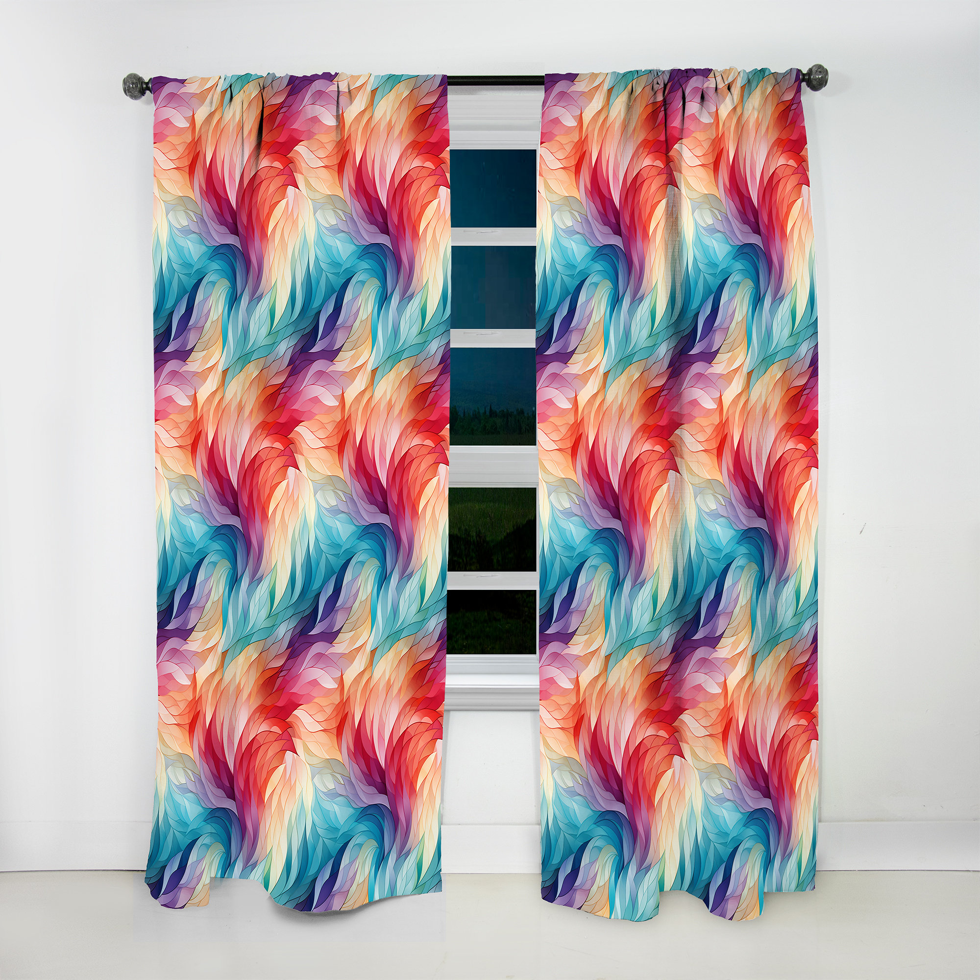 Design Art Colorful Watercolor In Motion - Abstract Curtain - Velvet ...