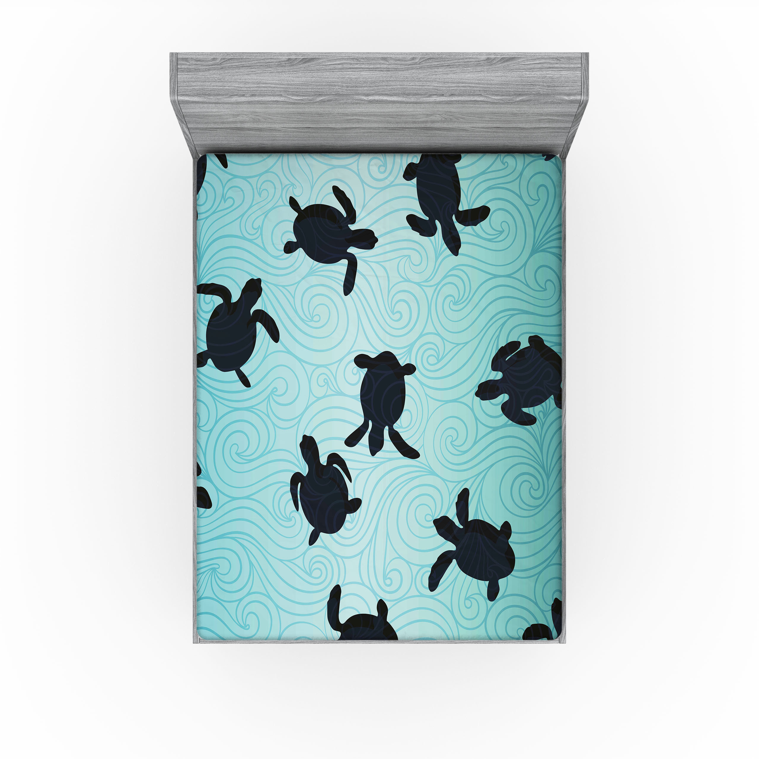 Ambesonne Ocean Fitted Sheet 2-Pack Turtles Deep Sealife Dark Blue Teal ...