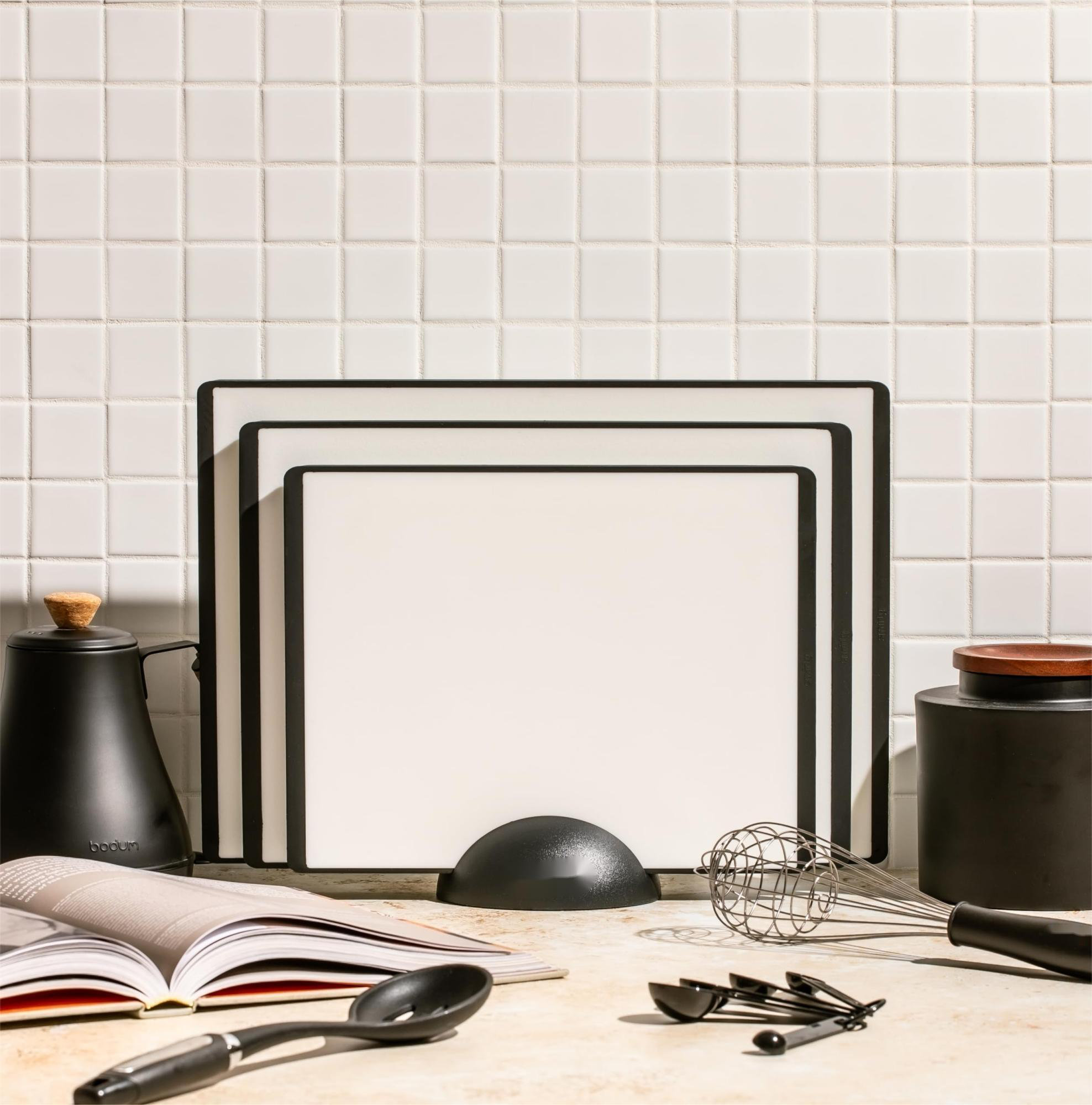 THE PROFICIENT CABINETS, INC. Plastic Cutting Board Set With Holder ...