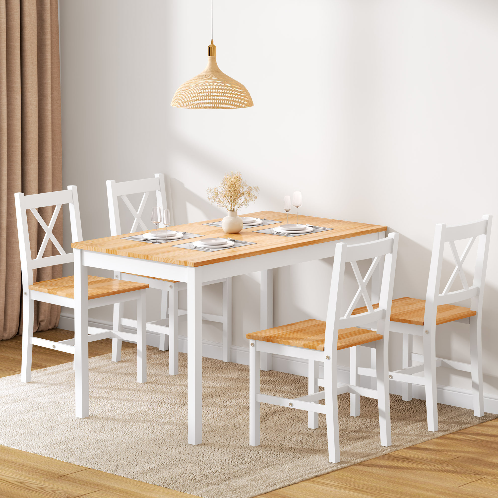 Gracie Oaks 5 Piece Dining Table Set Modern Kitchen Table With 4 Chairs ...