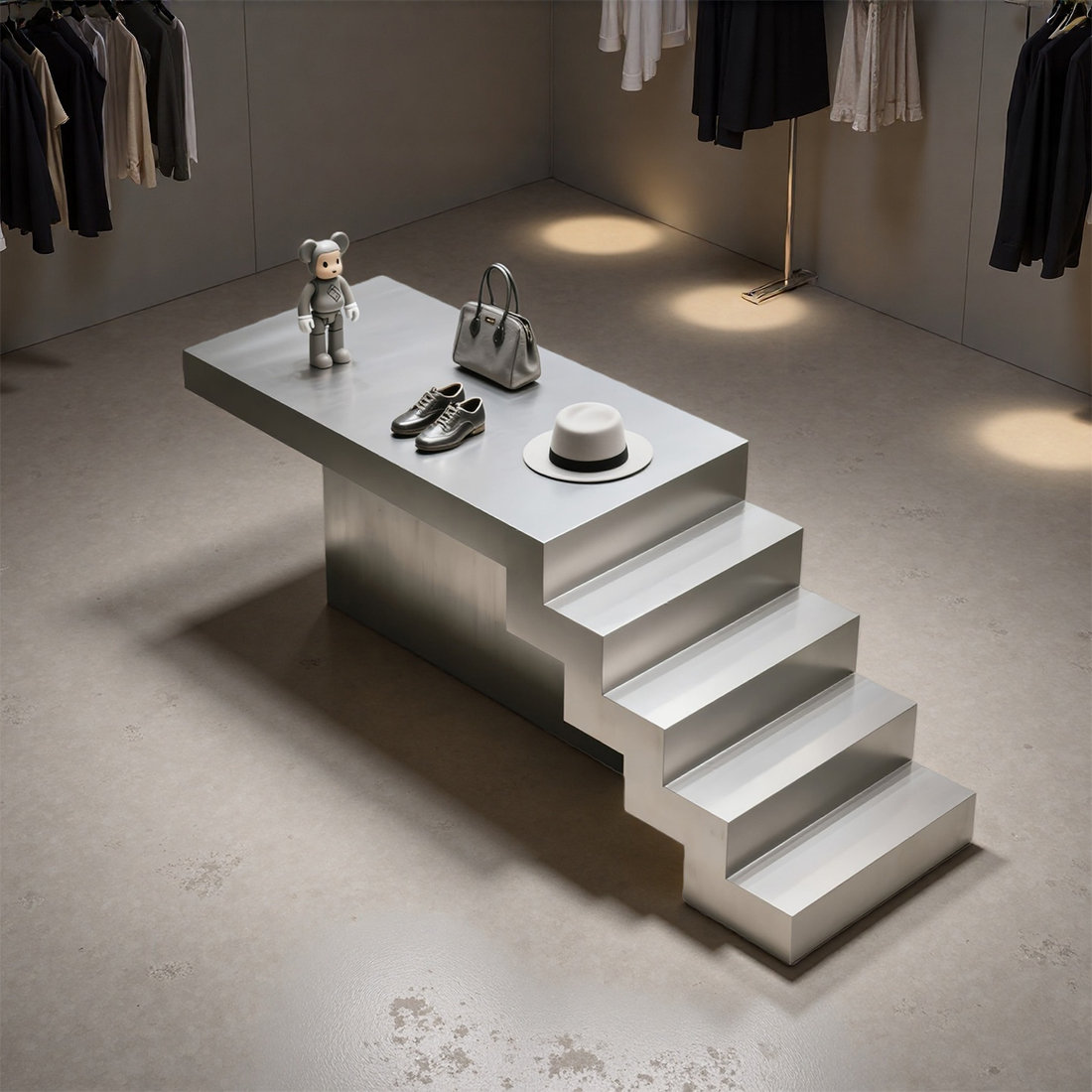 Orren Ellis Industrial Stainless Steel Display Table | Wayfair