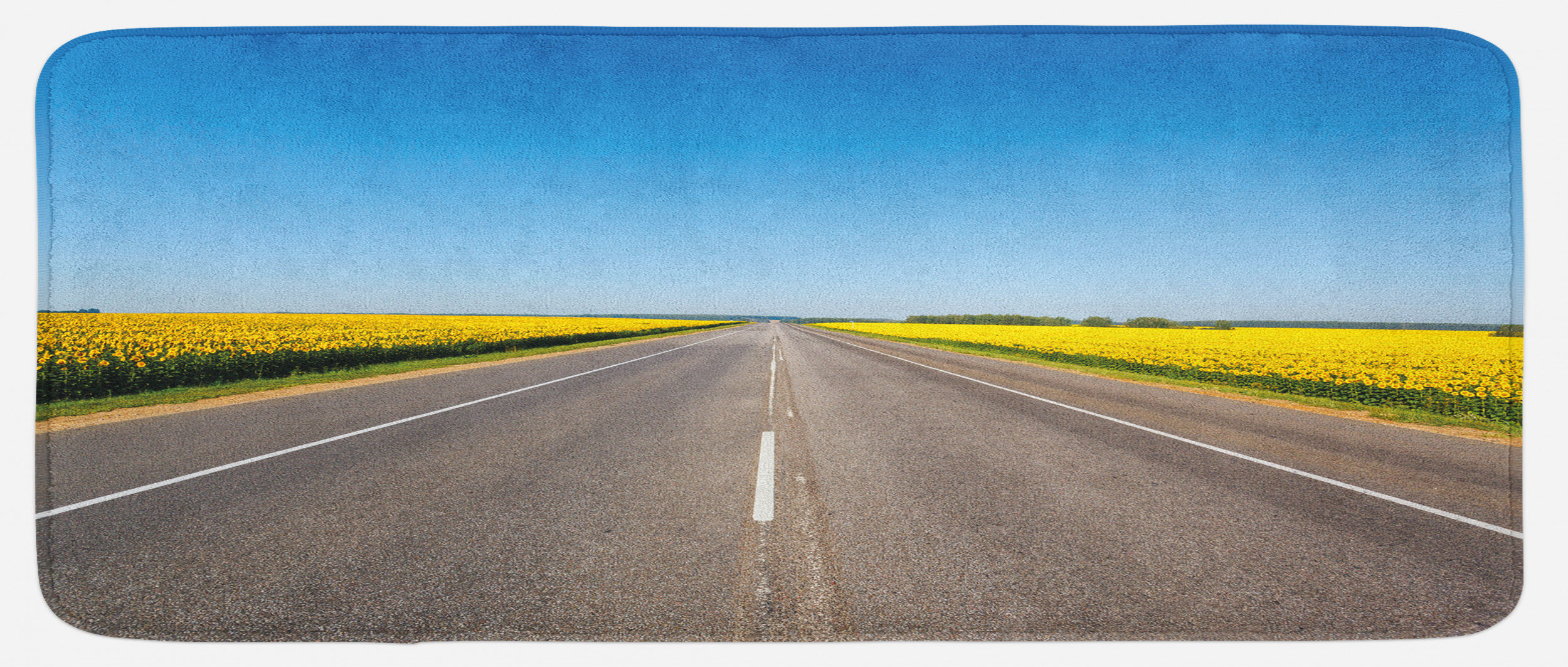 East Urban Home Roadme Highway With Sunflower Field Backdrop Nature ...